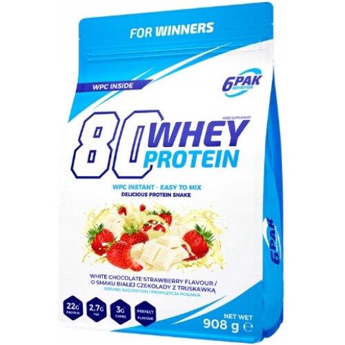 Proteina Milky Shake Whey, 6Pak Nutrition, Ciocolata alba si capsuni ...