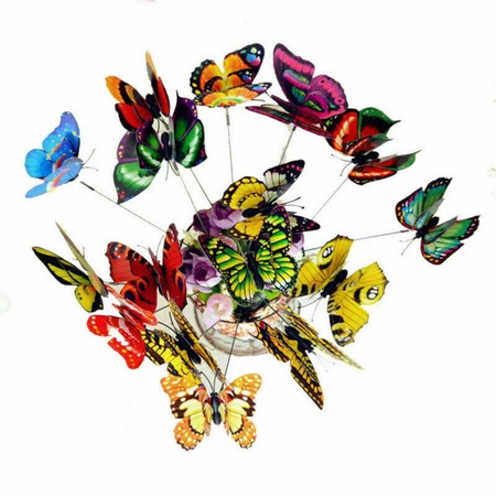 Set 50 fluturi decorativi pentru gradina, Sunmostar, PVC, Multicolor ...