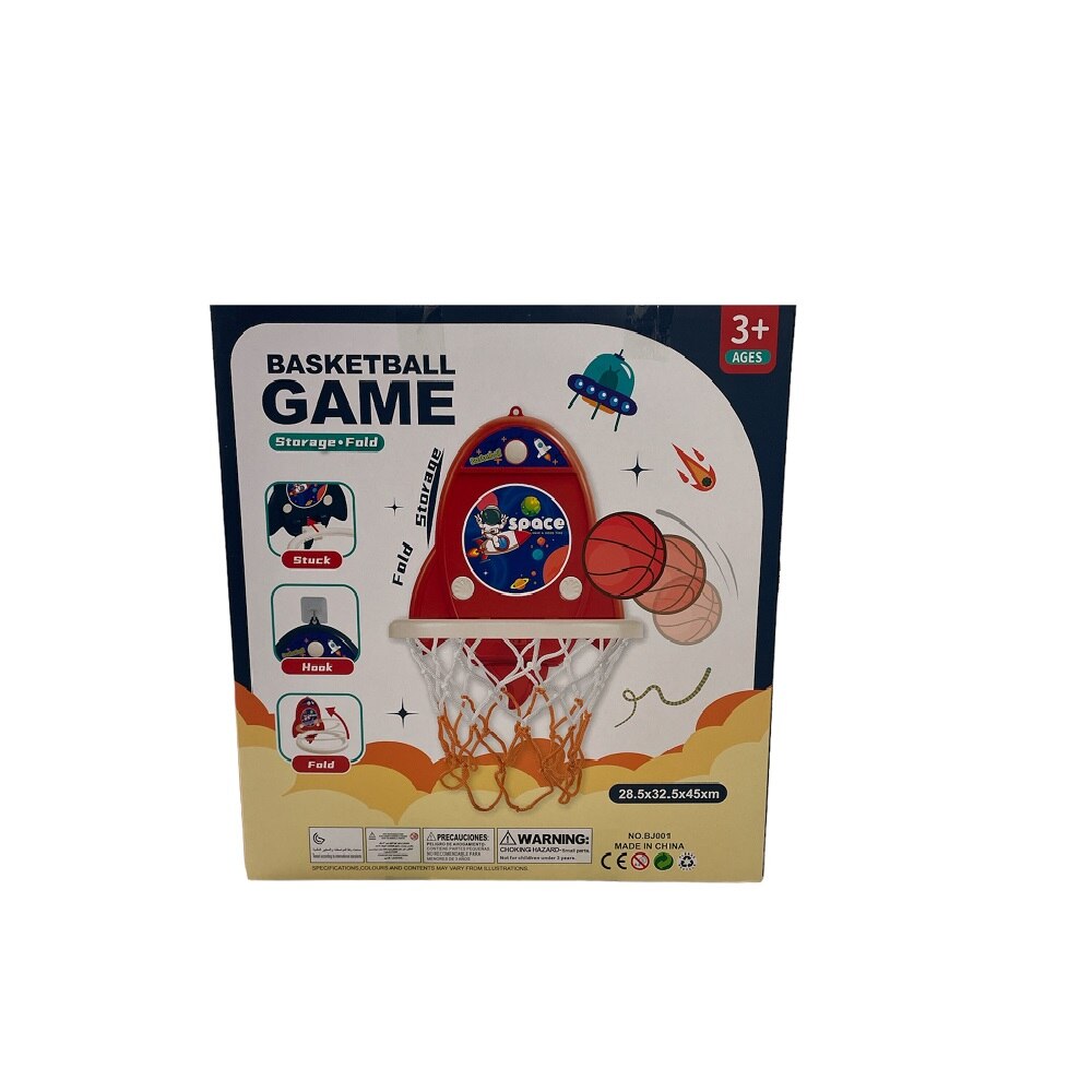 Set 2 in 1 cos baschet cu inel plastic 25 cm, pompa, minge 14 cm si joc ...