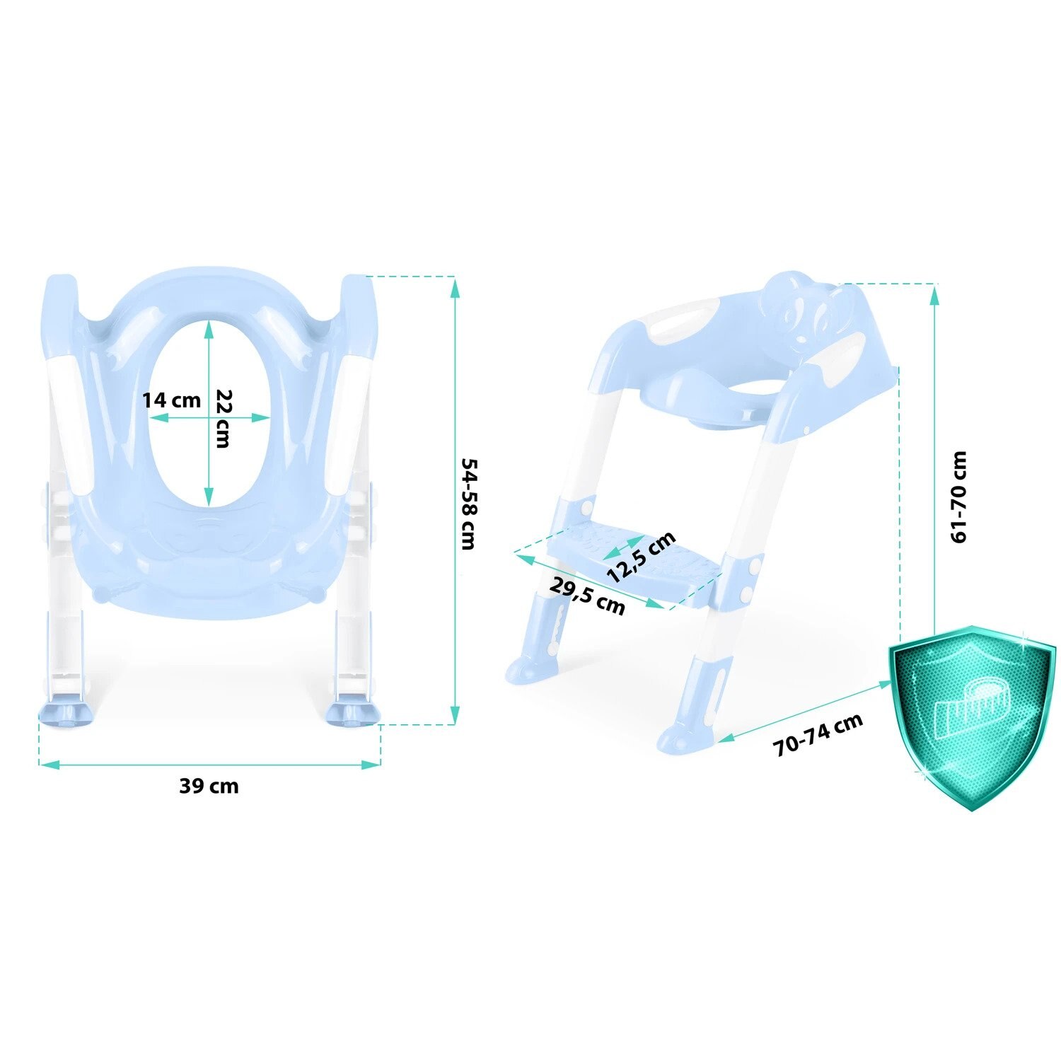 Reductor wc copii cu scarita pliabil albastru 61-70 cm - eMAG.ro