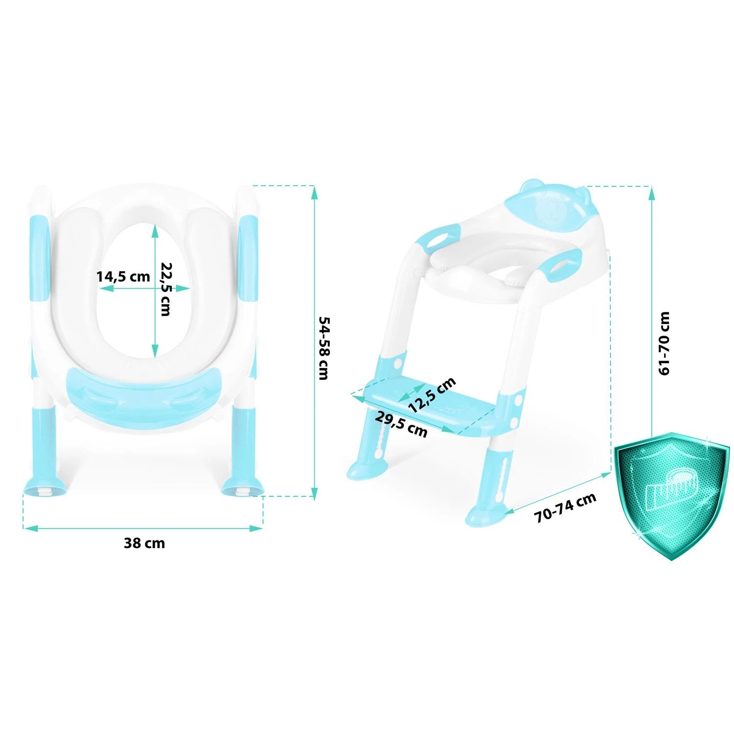 Reductor wc copii cu scarita pliabil alb/albastru 61-70 cm - eMAG.ro