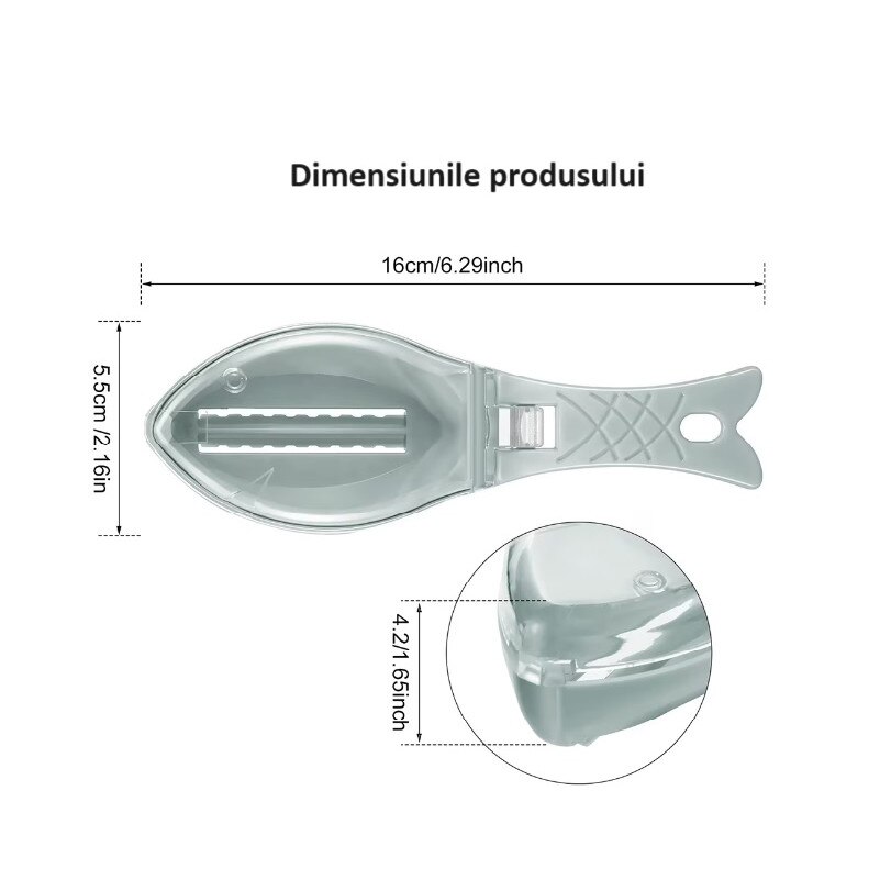 Dispozitiv curatat solzi de peste, cu capac, forma de peste, usor de ...