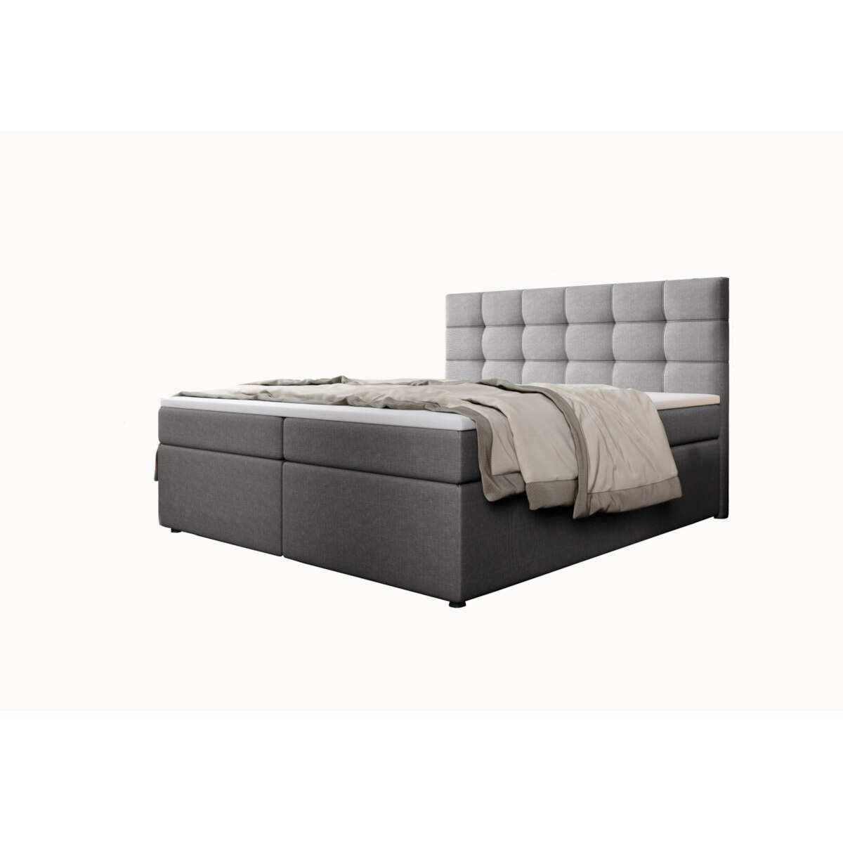 Pat tapitat boxspring SALMA + topper, 160x200, inari 91 - eMAG.ro