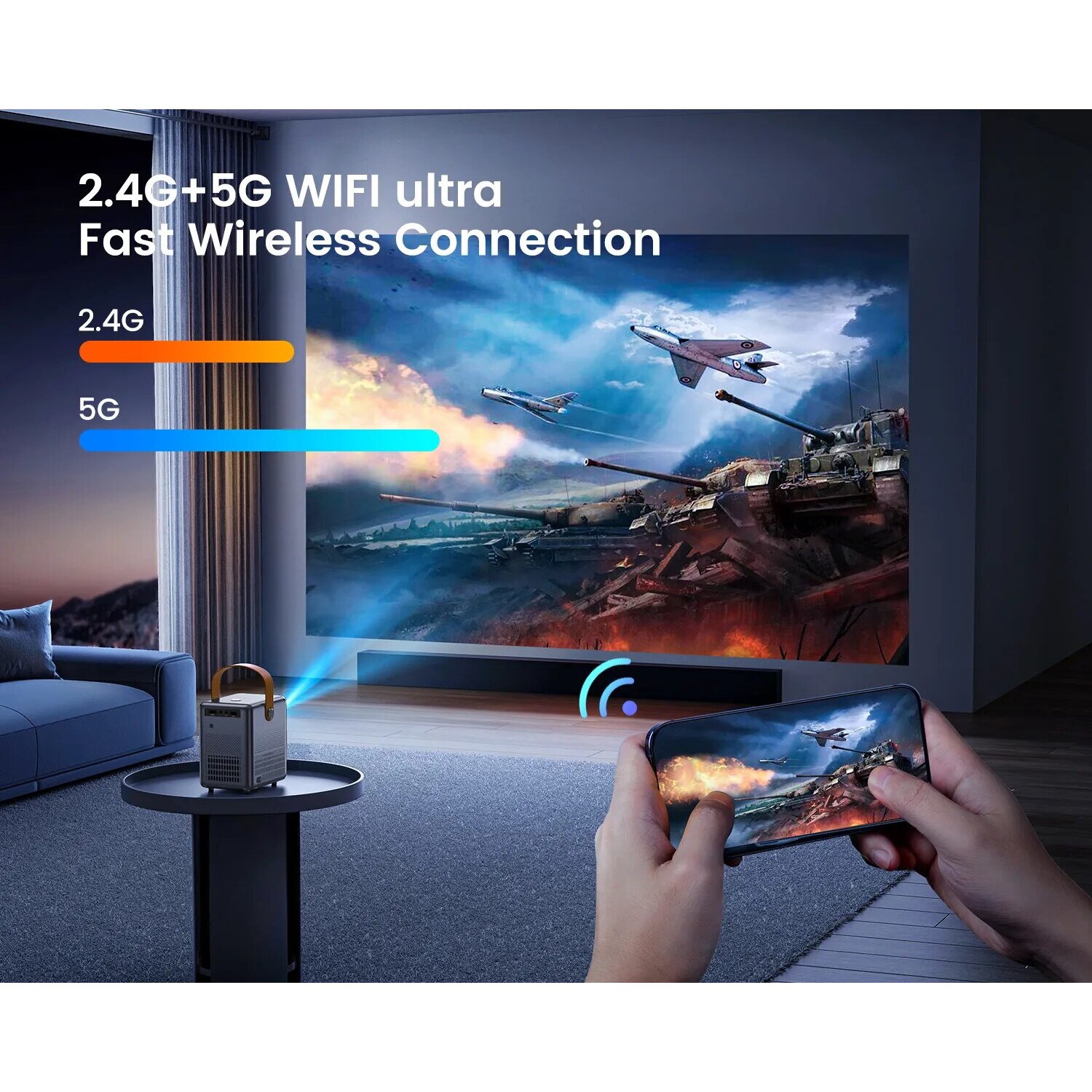 Proiector, FHD, 1280x720 dpi, 8000 lumeni, LCD, WiFi, 16:9, Bluetooth ...