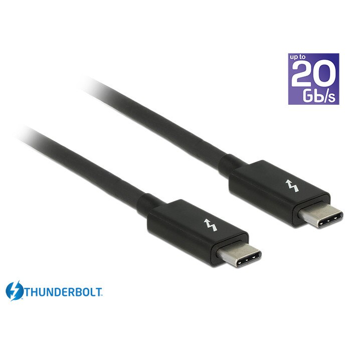 Cablu USB tip C Thunderbolt 3, Delock, 20Gb/s, 1m, Negru - eMAG.ro