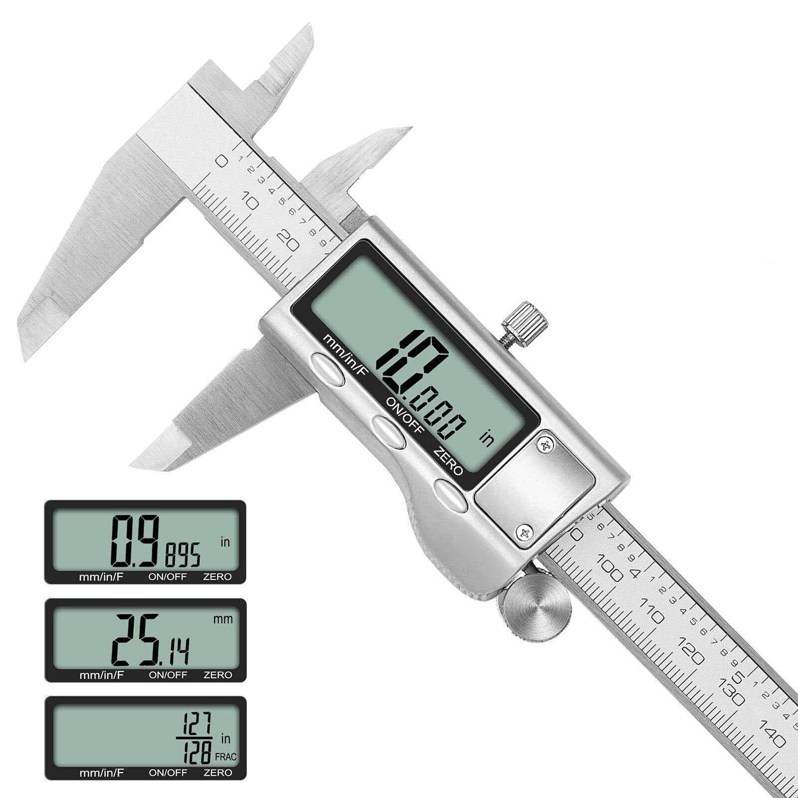 Subler electronic, JESWO, 150 mm, Otel inoxidabil, Afisaj LCD, Argintiu ...