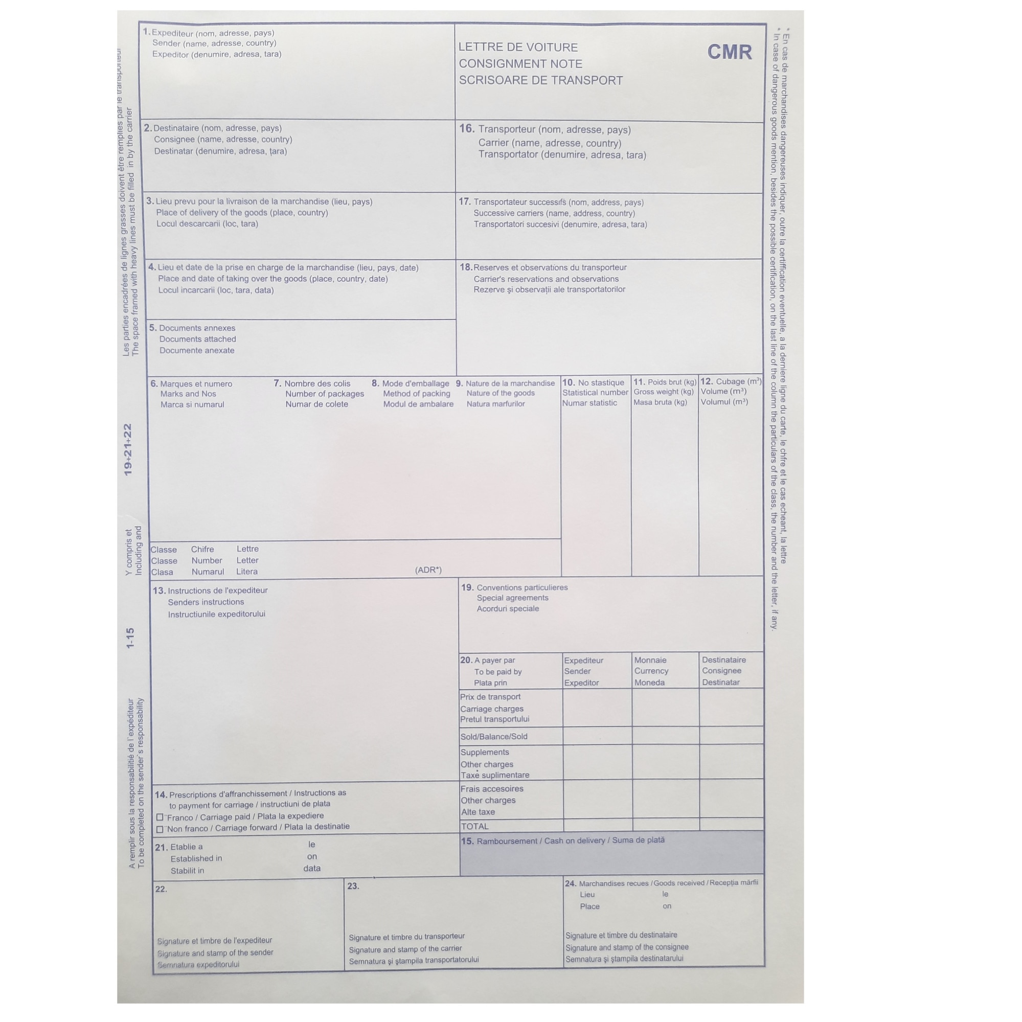 Set 2 carnete CMR scrisoare transport marfa, 4 exemplare, 25 seturi ...