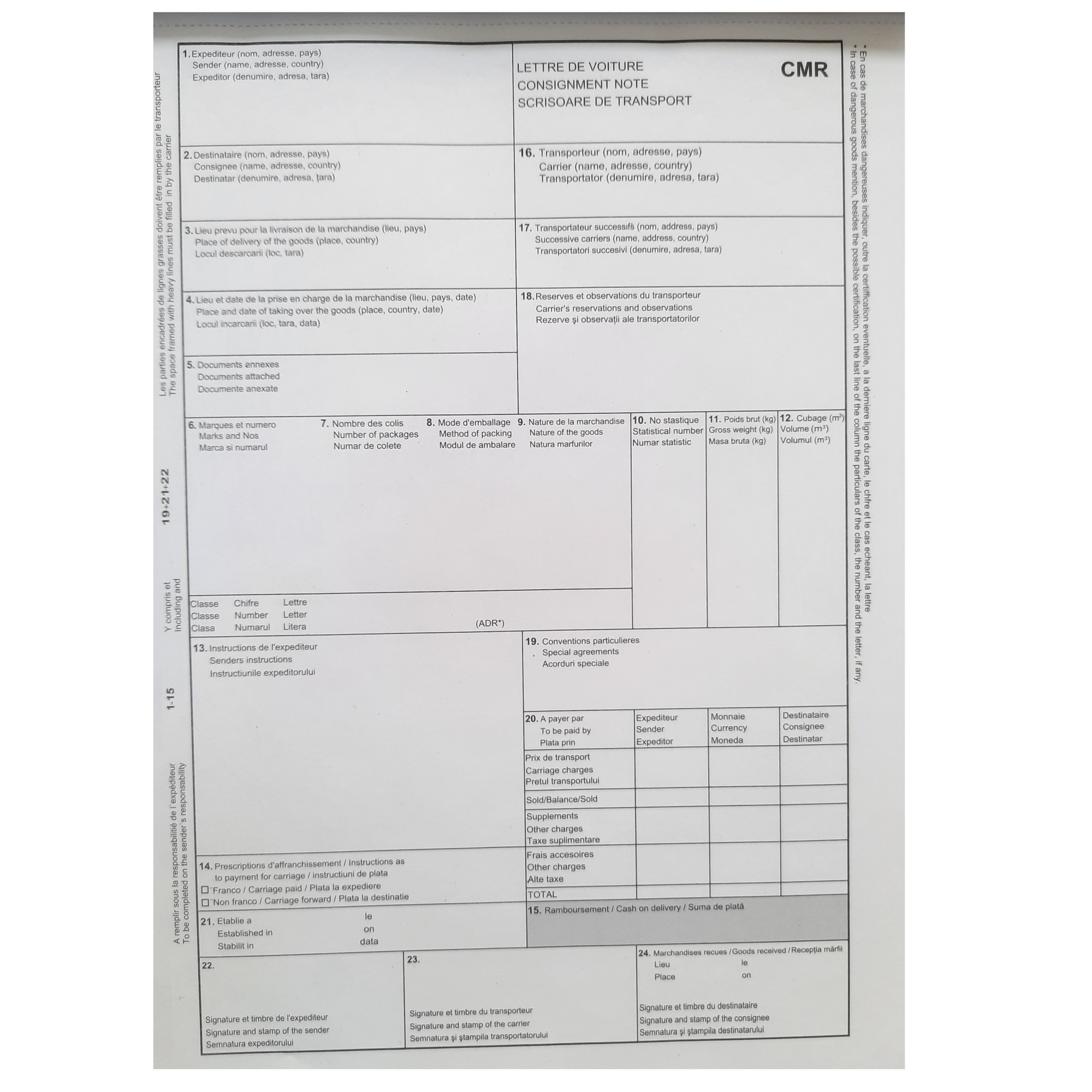 Set 2 carnete CMR scrisoare transport marfa, 4 exemplare, 25 seturi ...