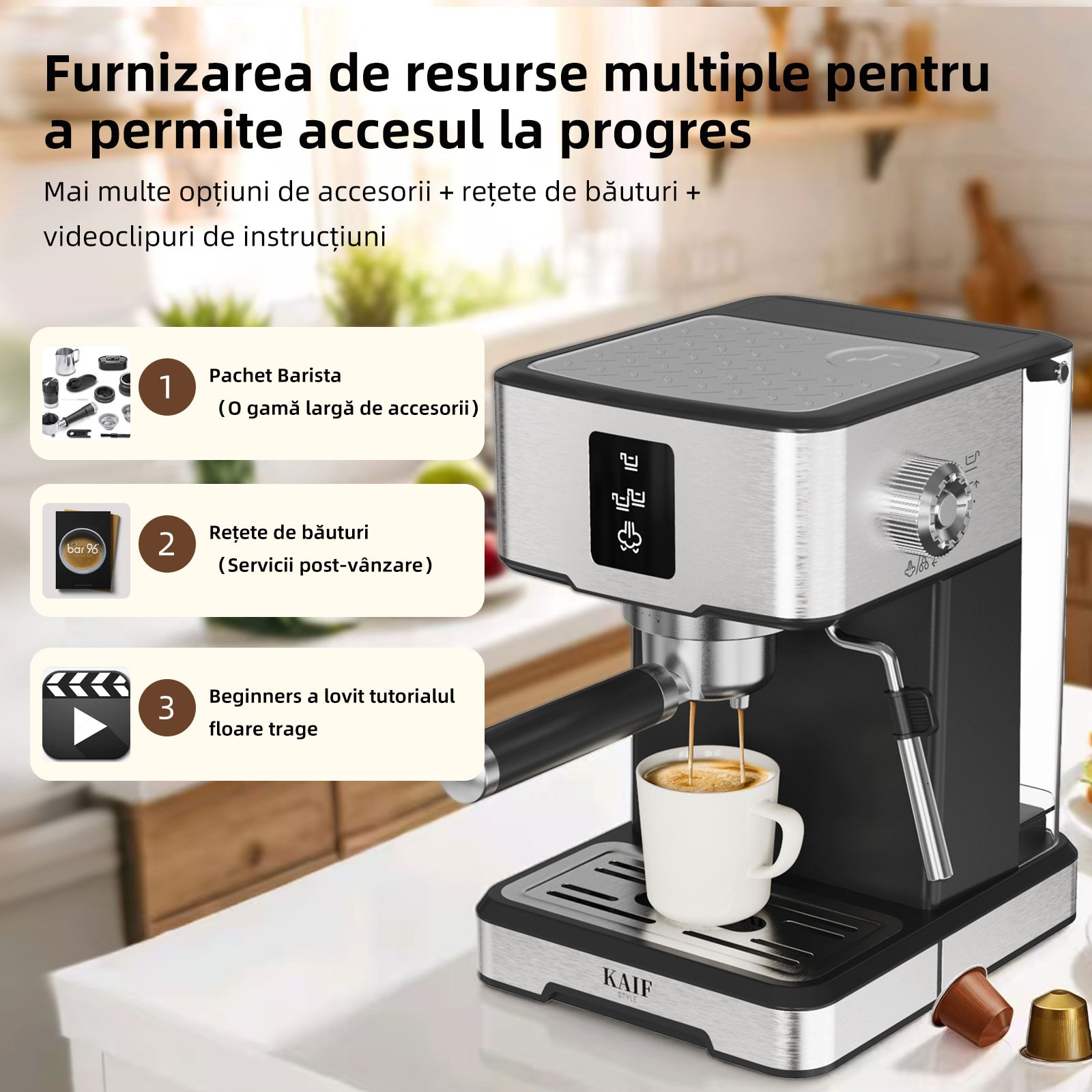 Espressor manual 4 in 1, Tehnologia Thermo-Block, Capsule/cafea ...
