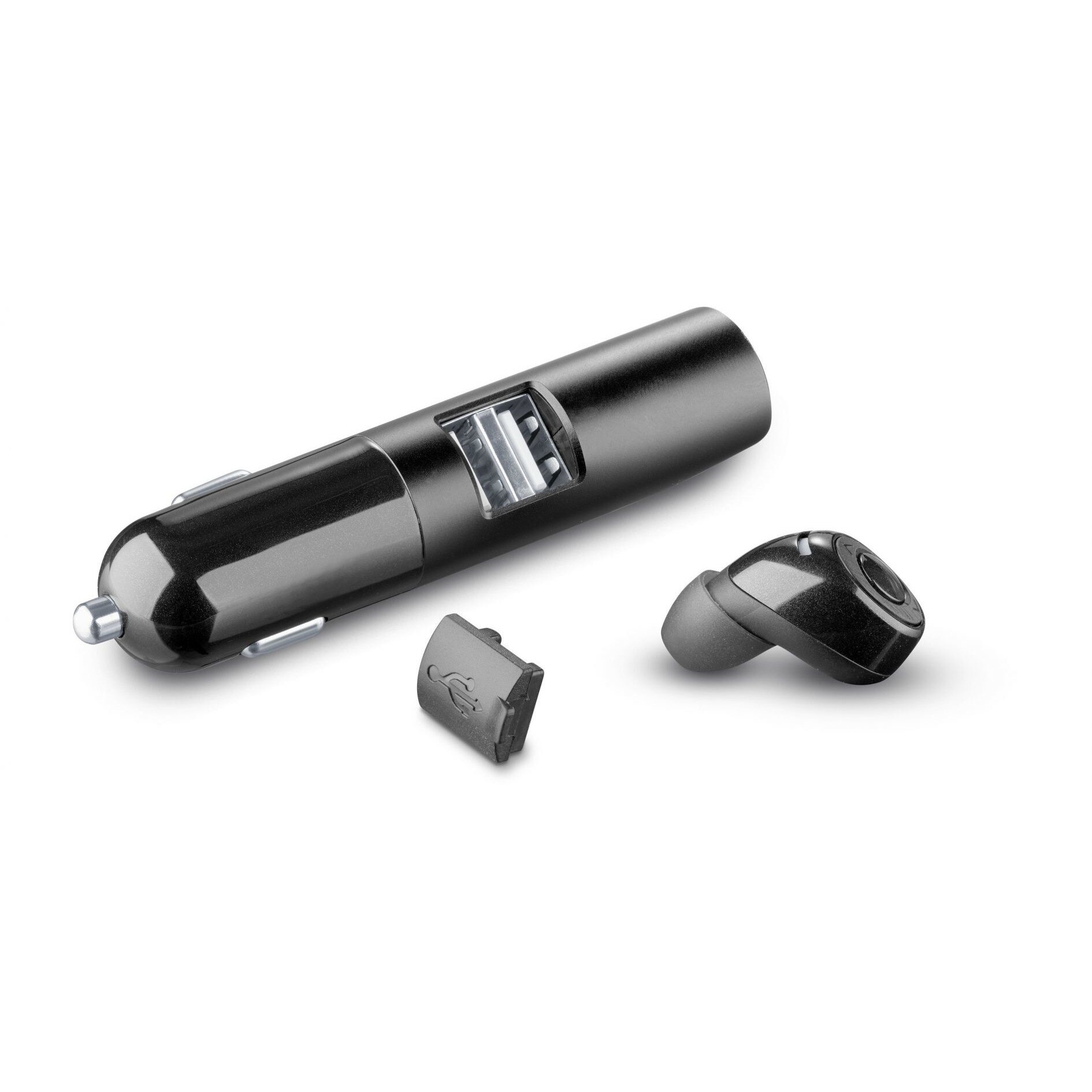 Casti mini cu baza de incarcare, Cellularline, 2x porturi USB, Negru ...