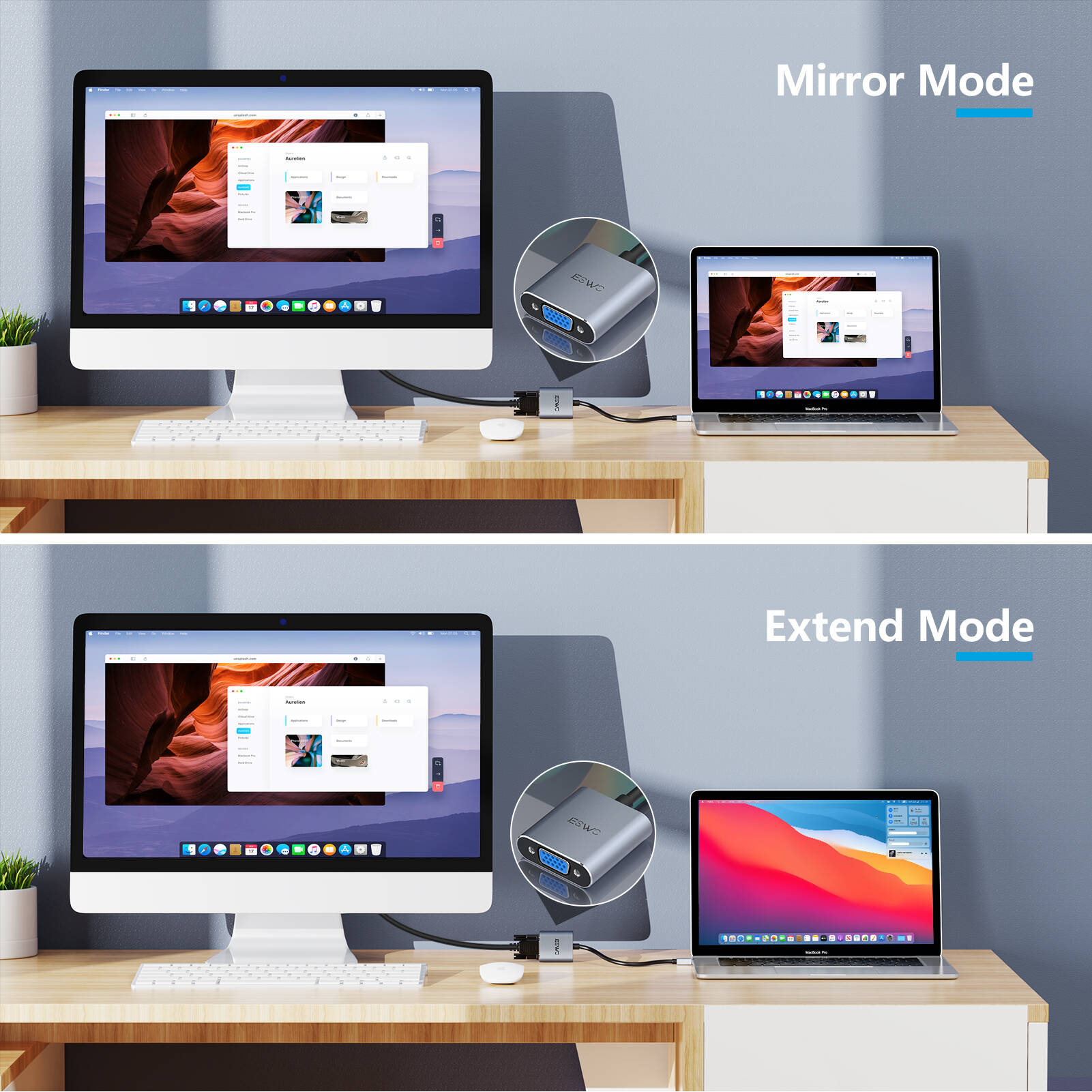 Адаптер за монитор, JESWO, Mini DisplayPort/VGA, 1080P, сребрист - eMAG.bg