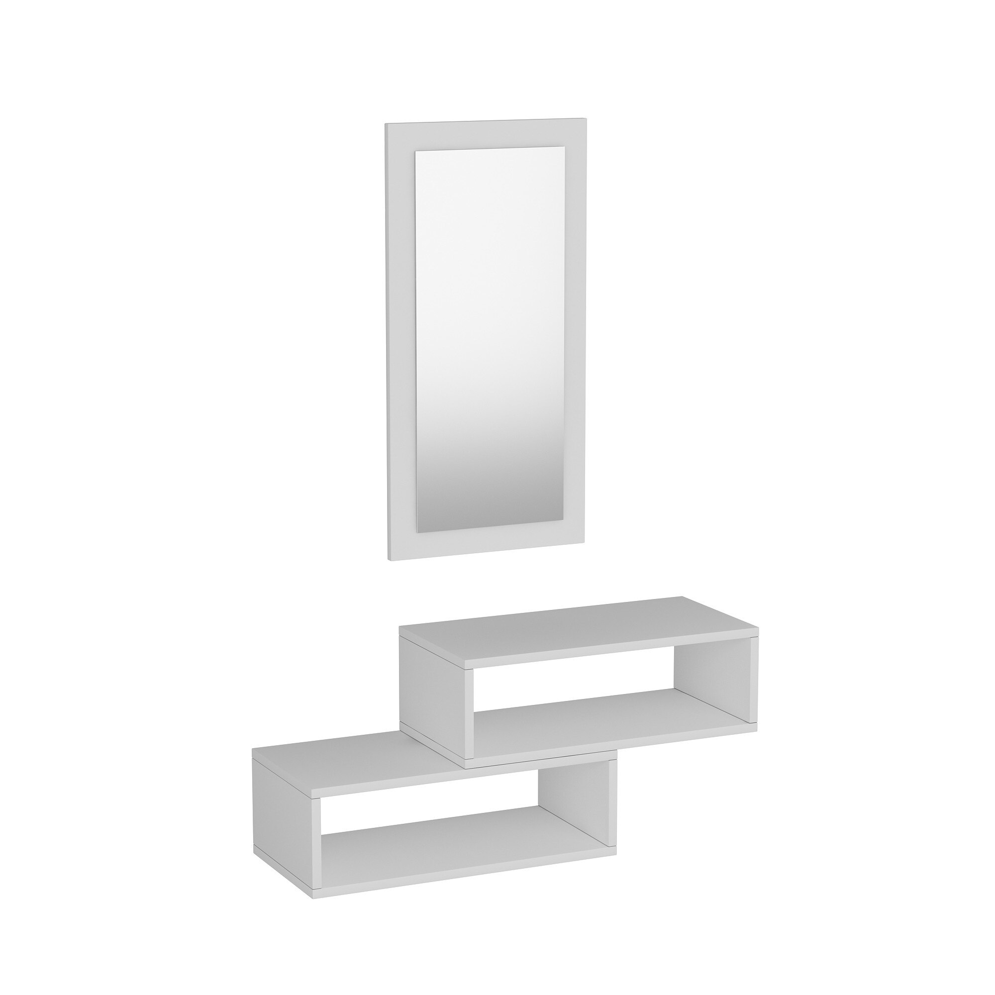 Consola cu oglinda, raft suspendat alb - eMAG.ro