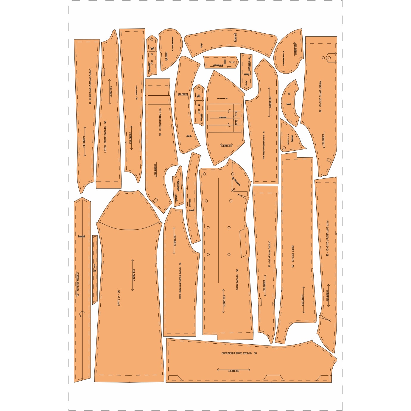 Tipar Croitorie Trenci dama, 9 marimi 36 - 52, hartie - eMAG.ro