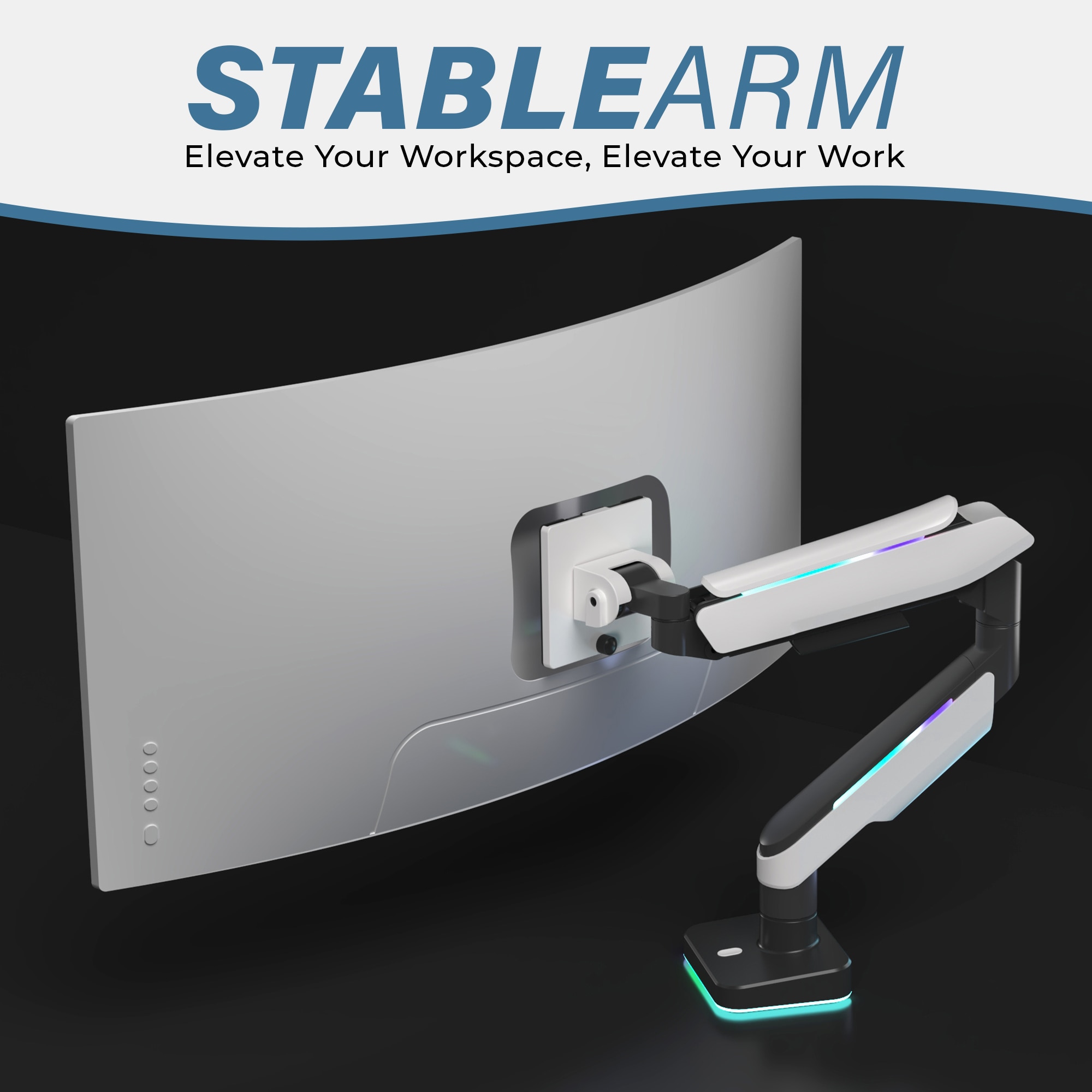 Suport monitor Gaming 17-49” inch, Iluminare RGB, Brat Reglabil Asistat ...