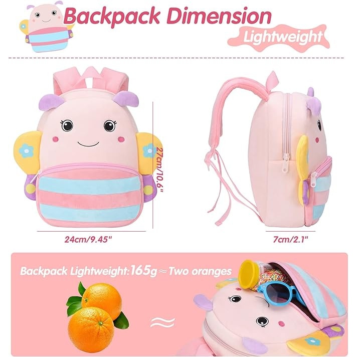 Rucsac pentru copii, Cafuneplus®, Model fluture, Moale din plus, Pentru ...