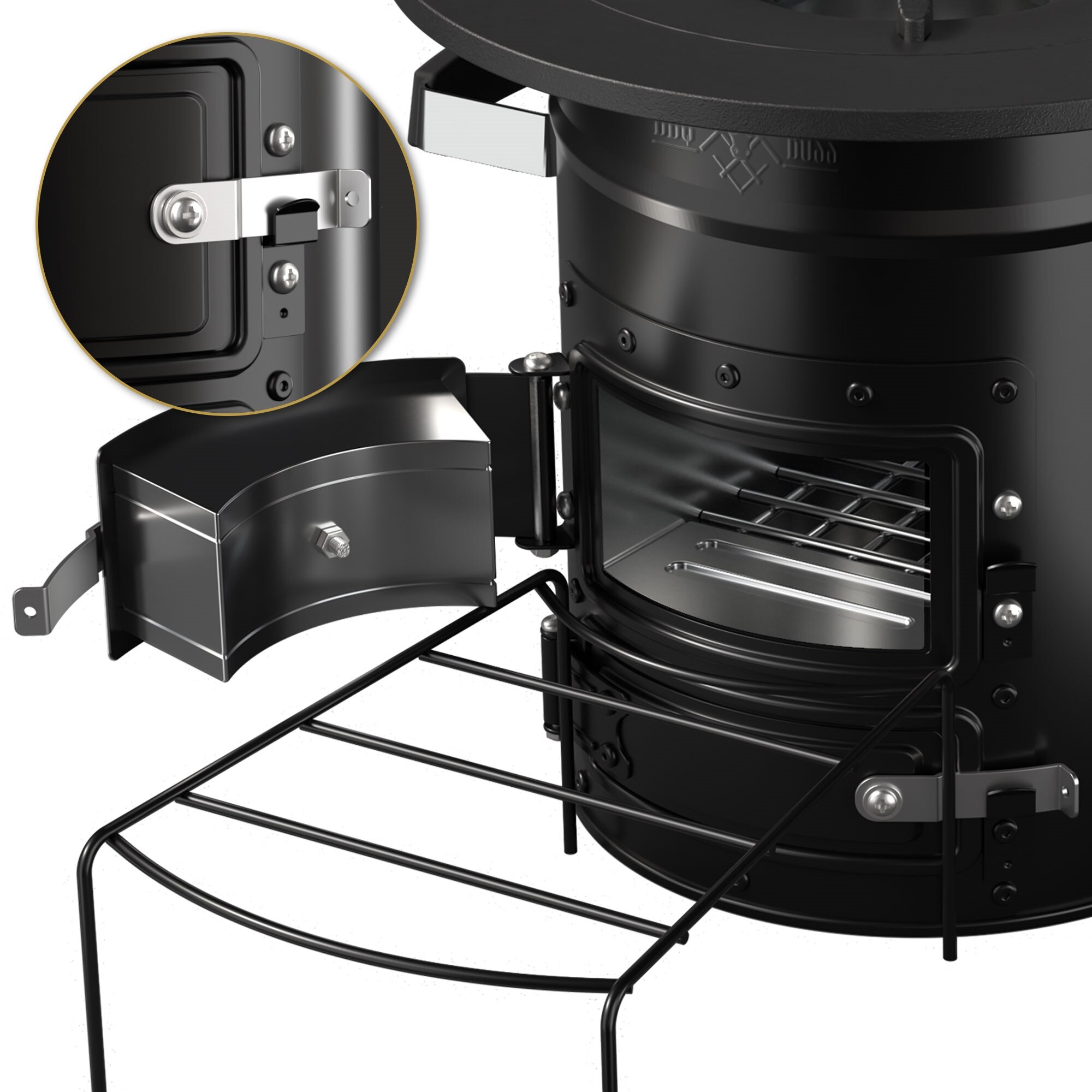 Cuptor BBQ#BOSS cu tigaie din fonta, negru, din o?el, include sac de ...