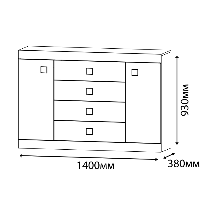 Comoda Sonata 8, Everest, 140 x 38 x 94 cm, Wenge inchis/Stejar craft ...