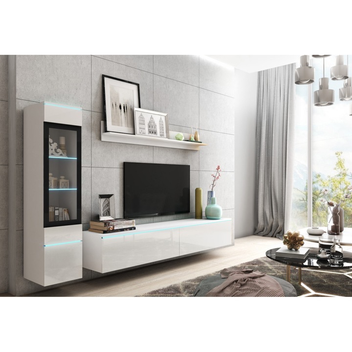 Мебели за хол VIPER, Expedo, Бял, Бял гланц - eMAG.bg