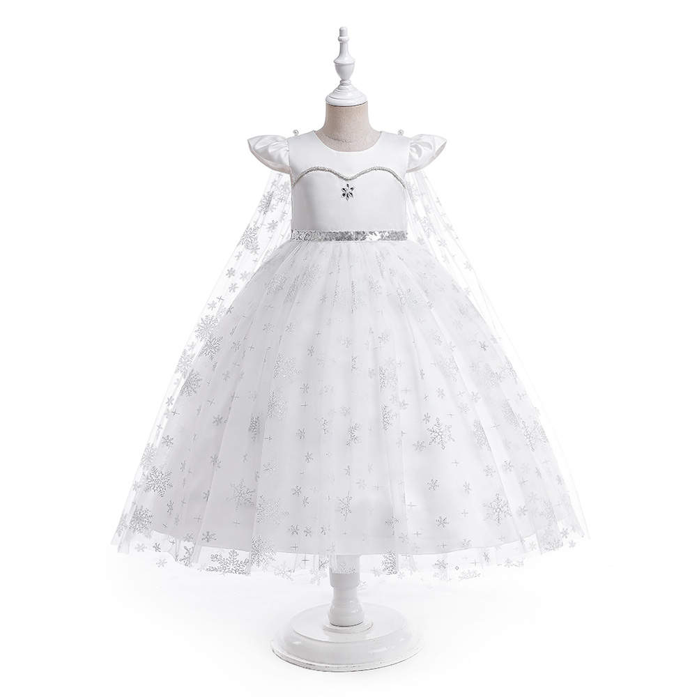 Costumatie serbare Craiasa Zapezii cu pelerina, coroana, bagheta, alb ...