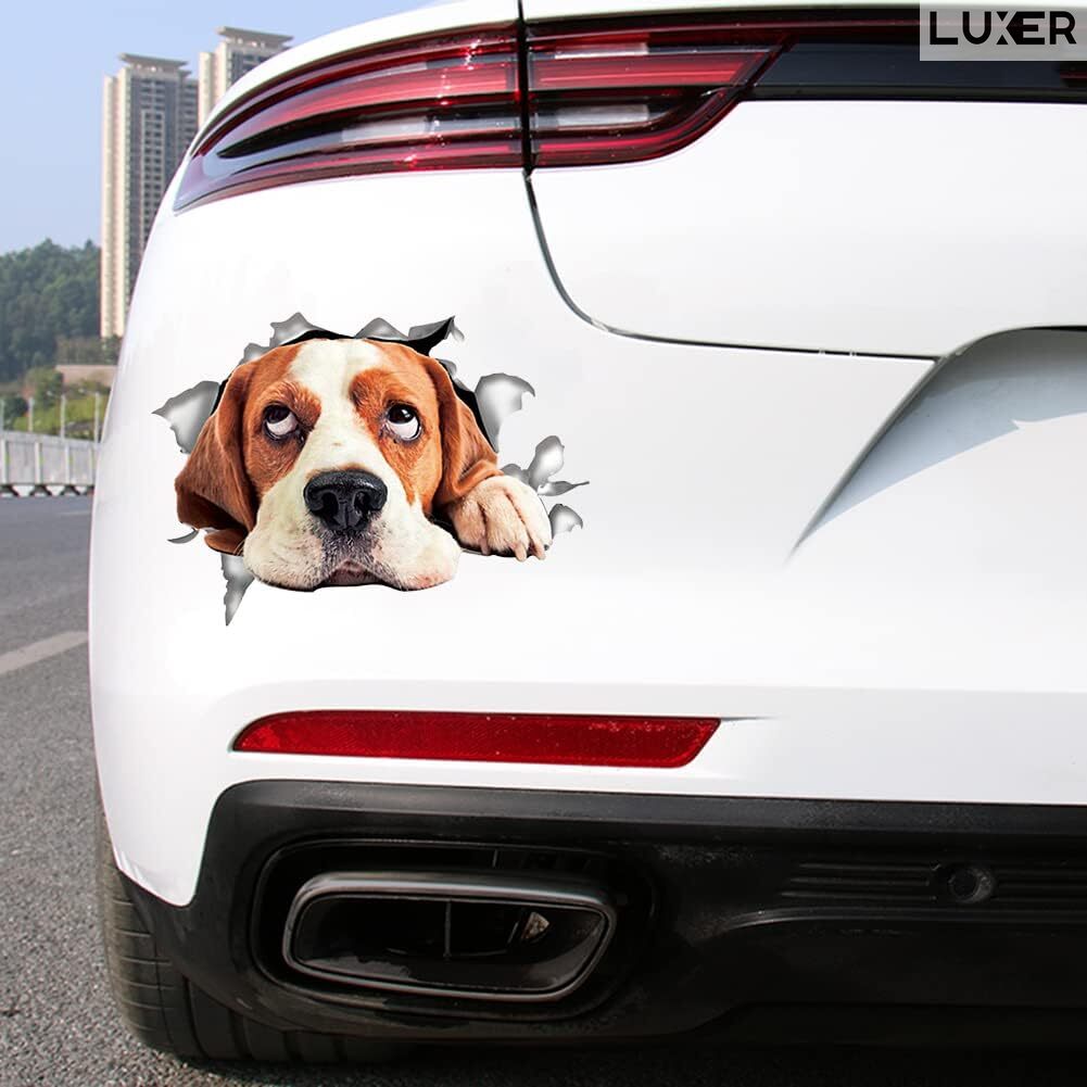 Sticker Decorativ Autoadeziv cu efect 3D, Model: Sad Beagle, pentru ...