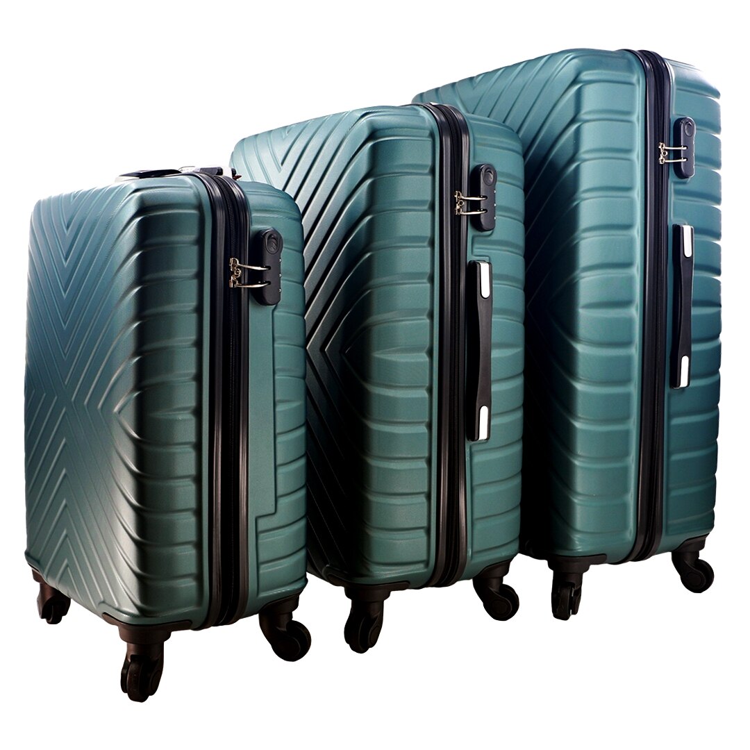 Set 3 trolere din material ABS, 4 roti cu rotatie 360 grade, Mic/Mediu ...