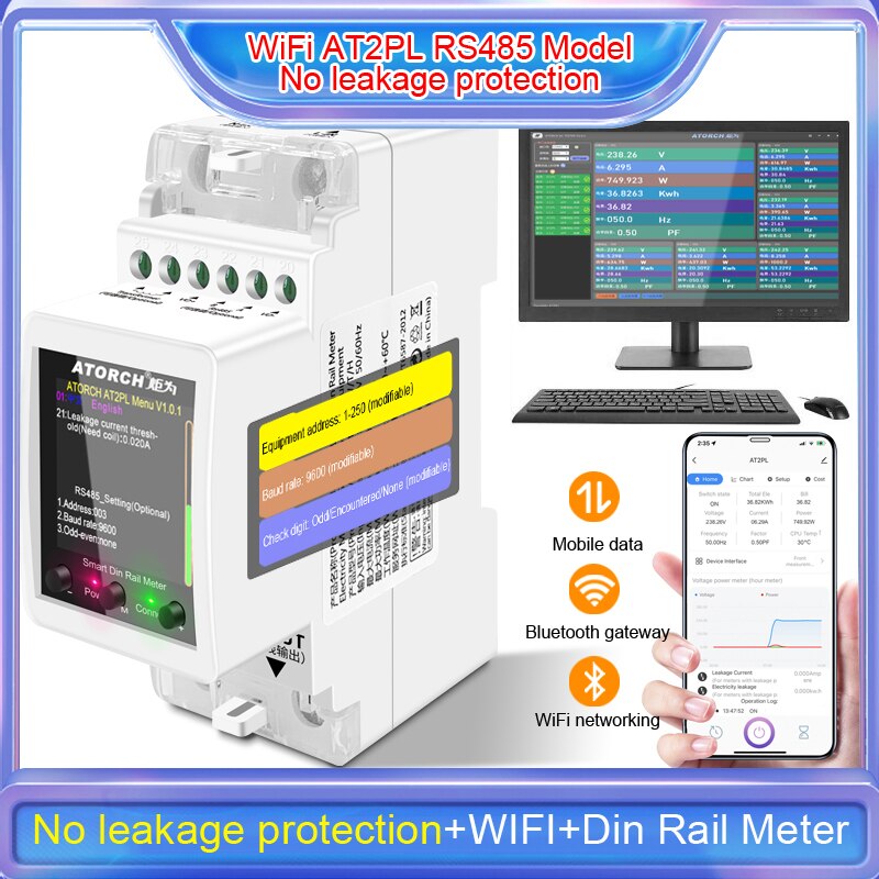 Contor electric Wi-Fi cu senzor la distanta, TOMZN, doua tarife, 100A ...
