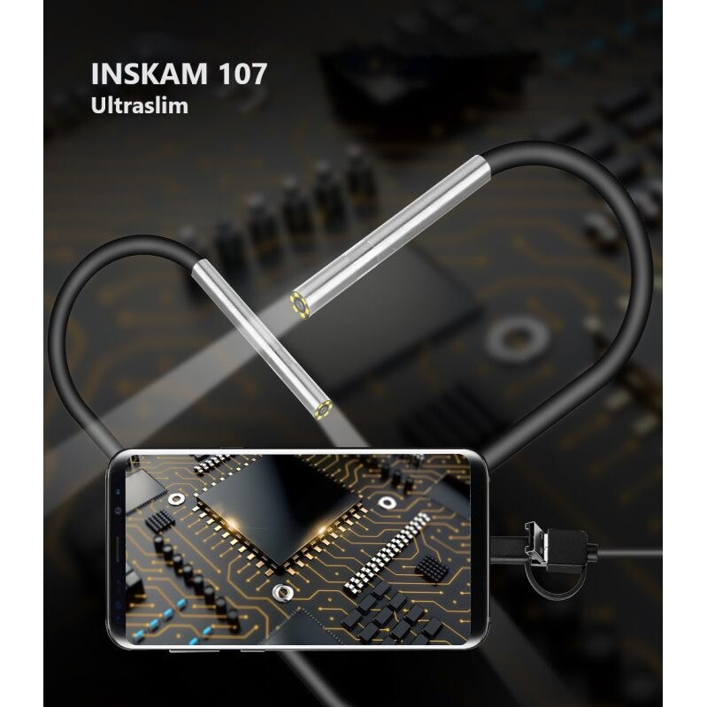 Ендоскоп камера Inskam 107 Ultraslim, USB, 3.9мм, 720p, Твърд кабел ...