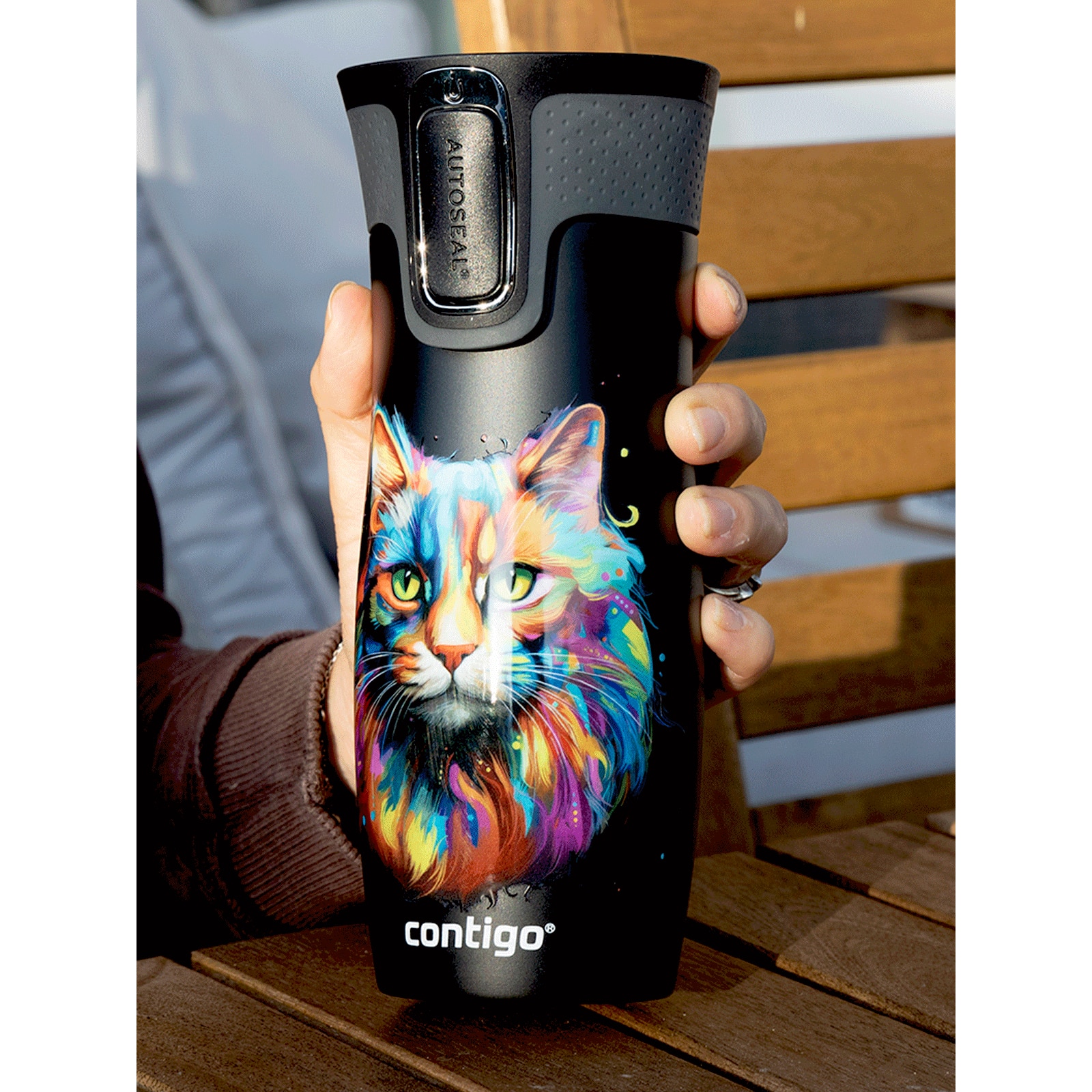 Cana termos West Loop 2.0, Contigo, Inox, 470 ml, Negru - Pisica ...