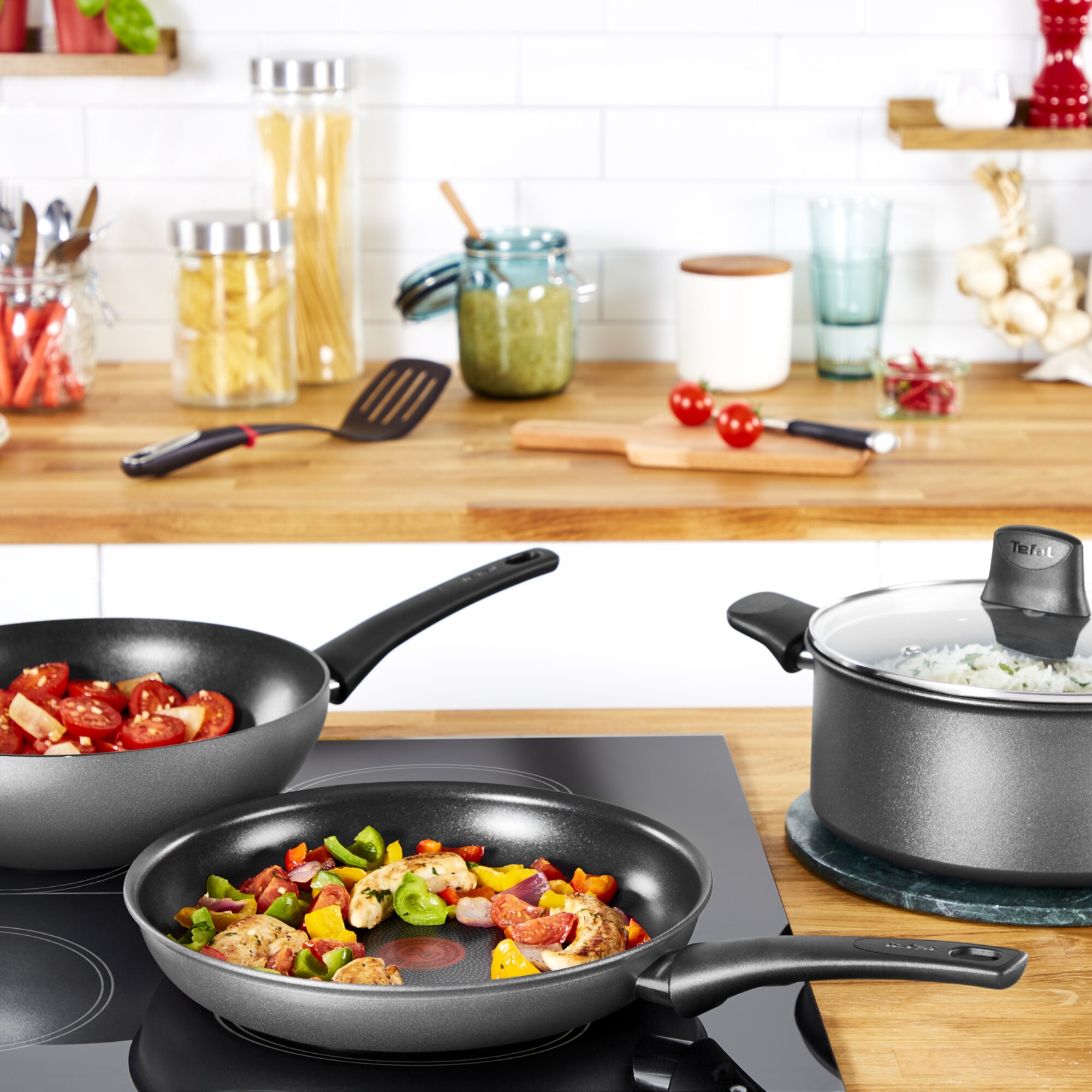 Set de tigai cu 2 piese Tefal Easy Chef, 22/28 cm, Thermo-Signal ...