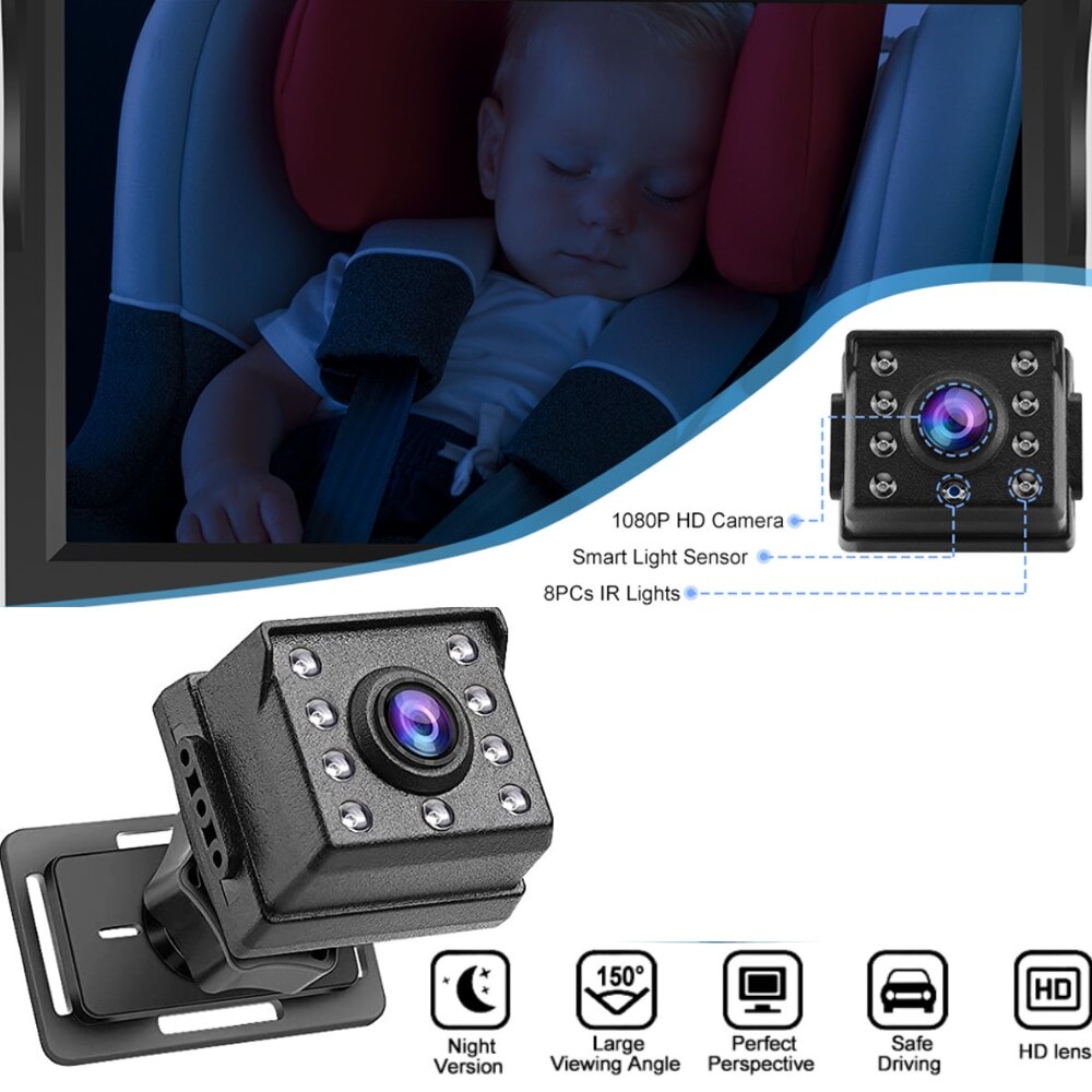 Camera auto Full HD de monitorizare a bebelusilor pe scaunul din spate ...