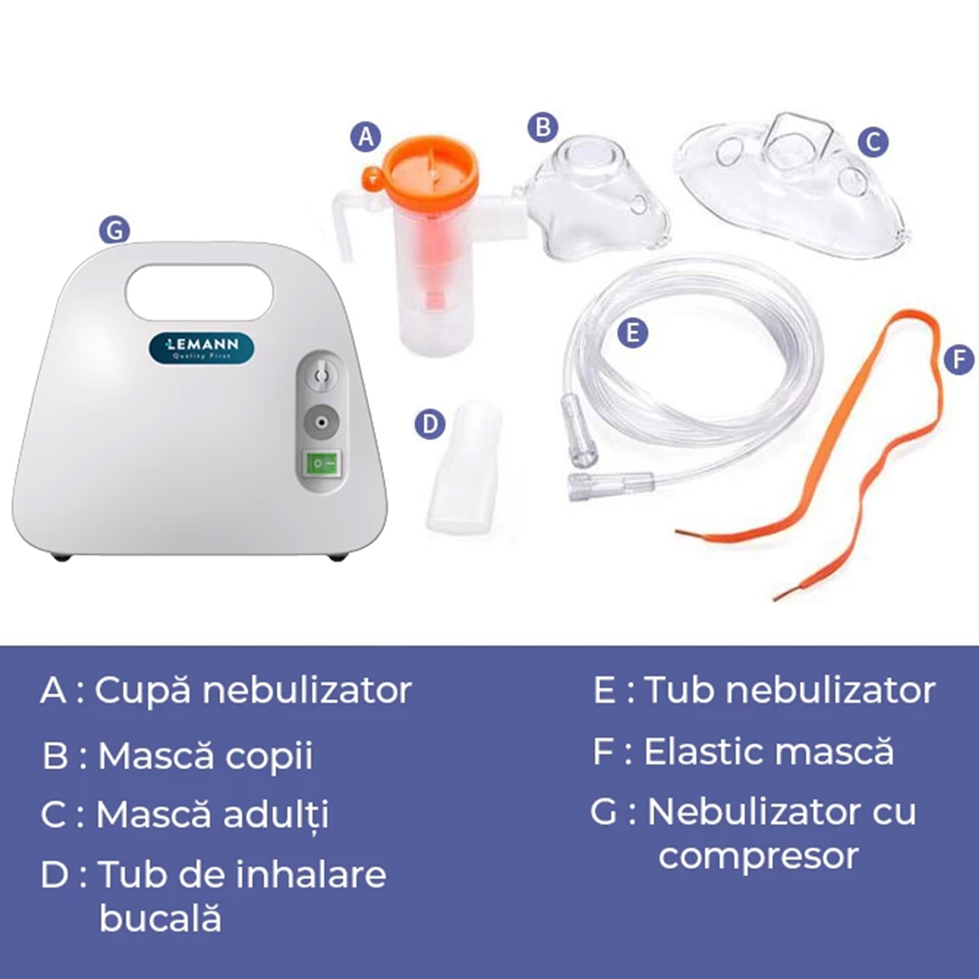 Aparat cu compresor pentru Aerosoli Lemann®, Nebulizator, Capacitate ...