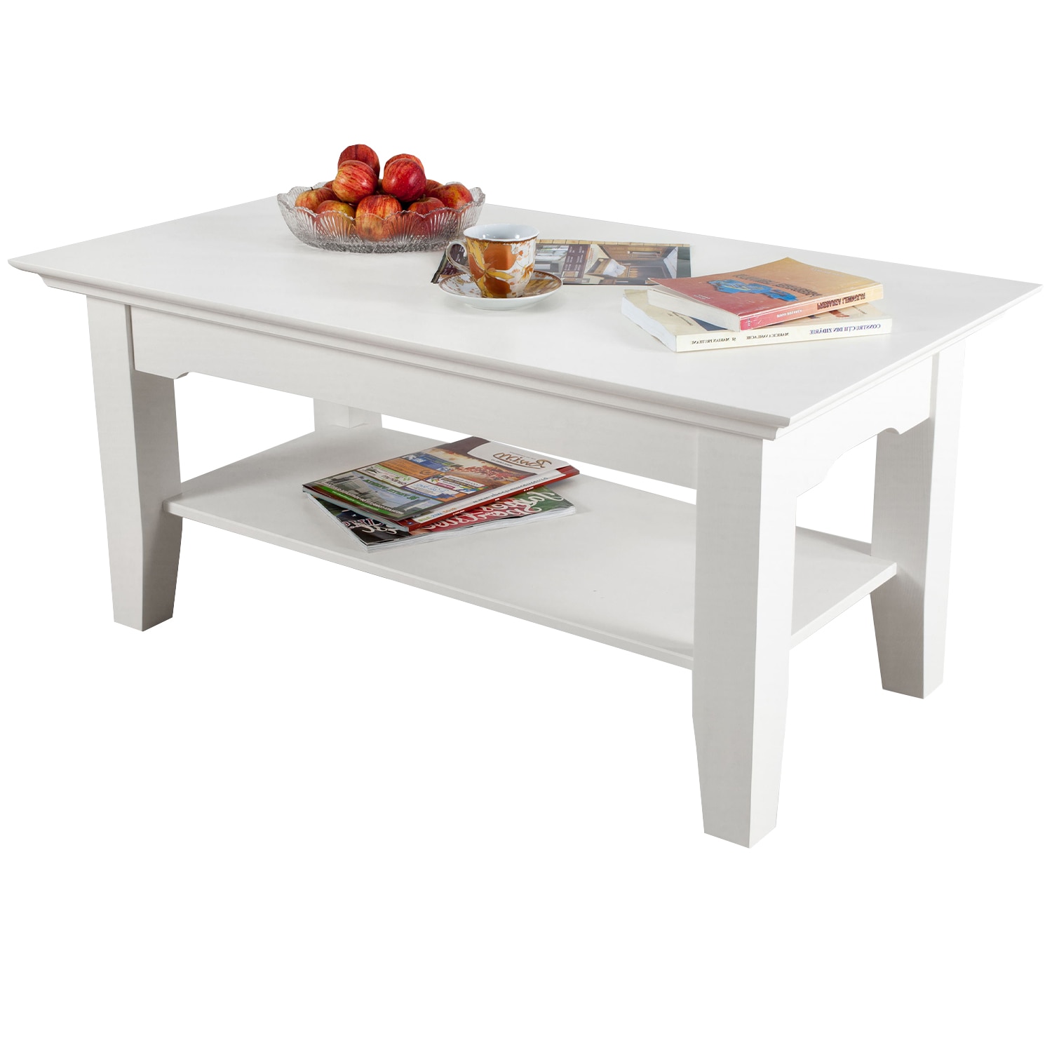 Masa de Cafea, Modimo, Viena, Lemn Masiv, Alb, 110cm - eMAG.ro