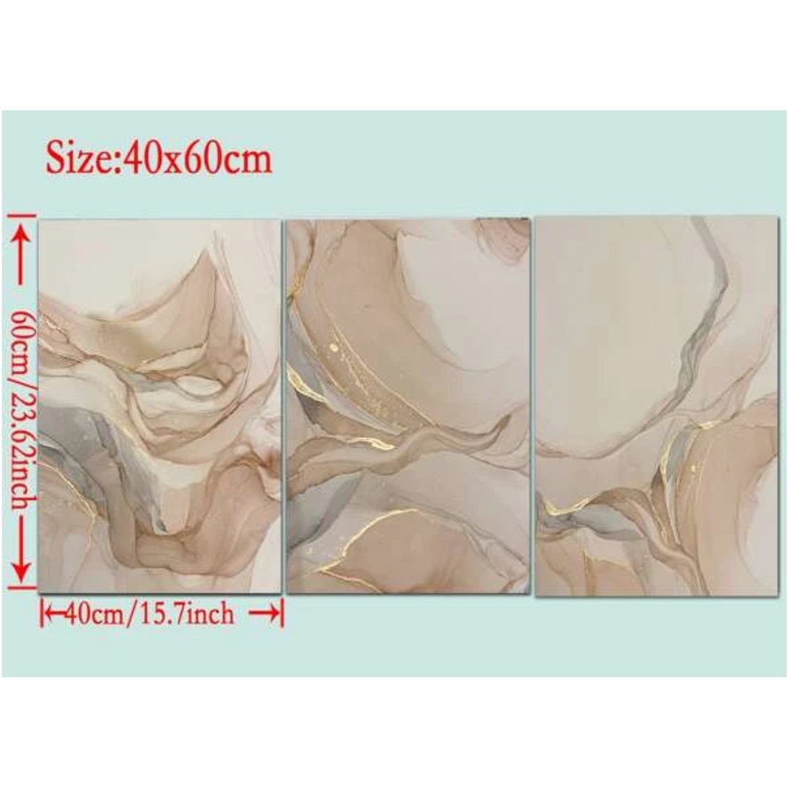Set 3 tablouri canvas, 40x60, bej auriu - eMAG.ro
