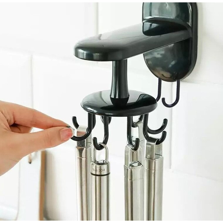 Suport rotativ pentru ustensile de bucatarie cu 8 agatatori, 14.5 cm ... Suport rotativ pentru ustensile de bucatarie cu 8 agatatori, 14.5 cm ...