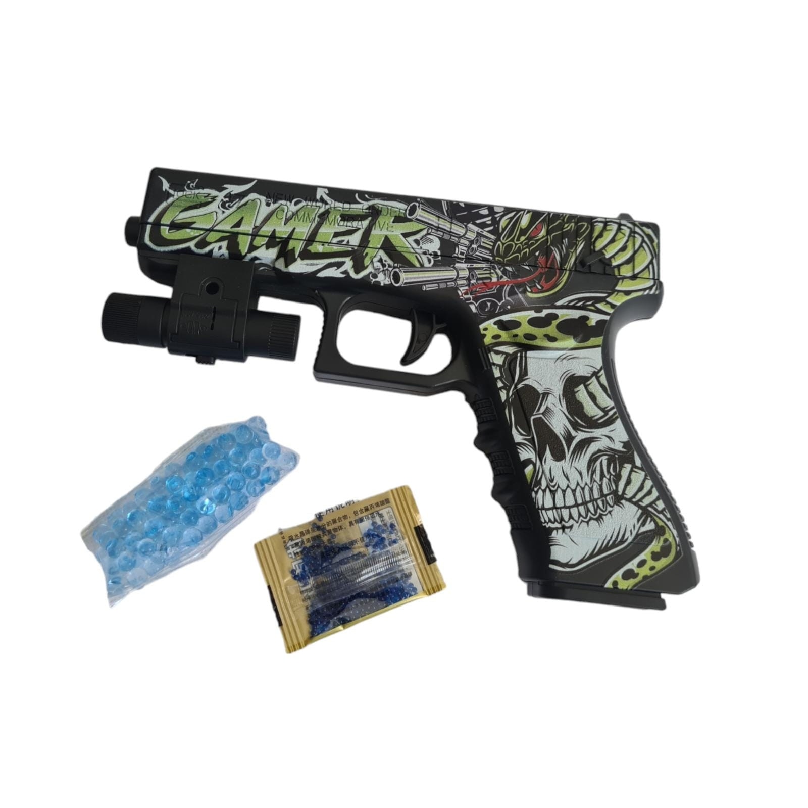 Пистолет играчка Glock 18, Със свалящ се лазер, Ръчно зареждане, 18 см ...