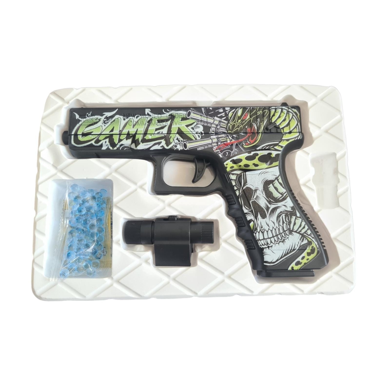 Пистолет играчка Glock 18, Със свалящ се лазер, Ръчно зареждане, 18 см ...