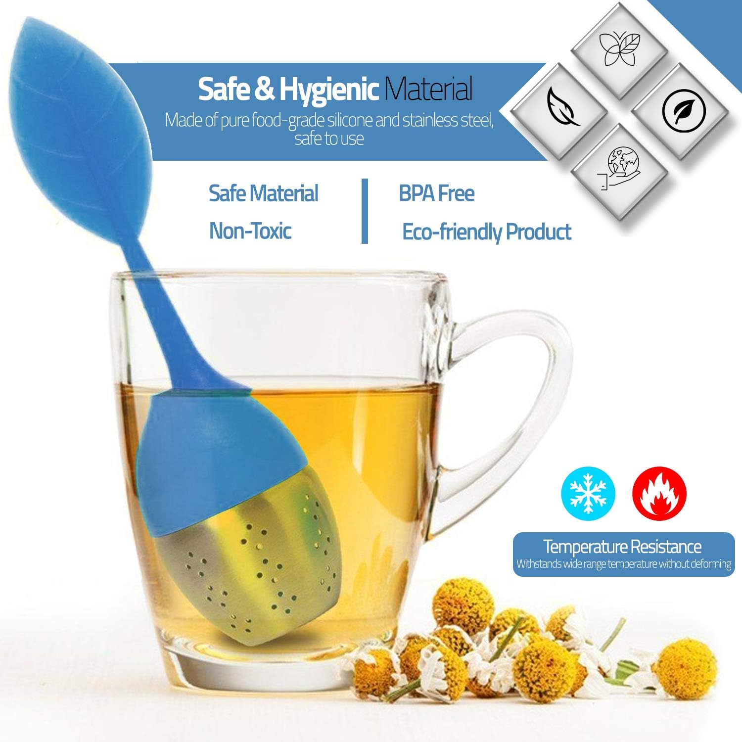 Infuzor de ceai si ierburi in forma de frunza, UBX®, silicon si otel ...