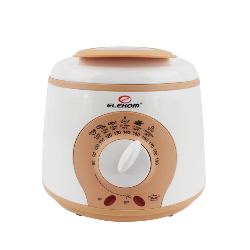 Фритюрник ELEKOM ЕК-216, 1 Литър, 950W, Koшница с дръжка, Бял/Оранжев - eMAG.bg