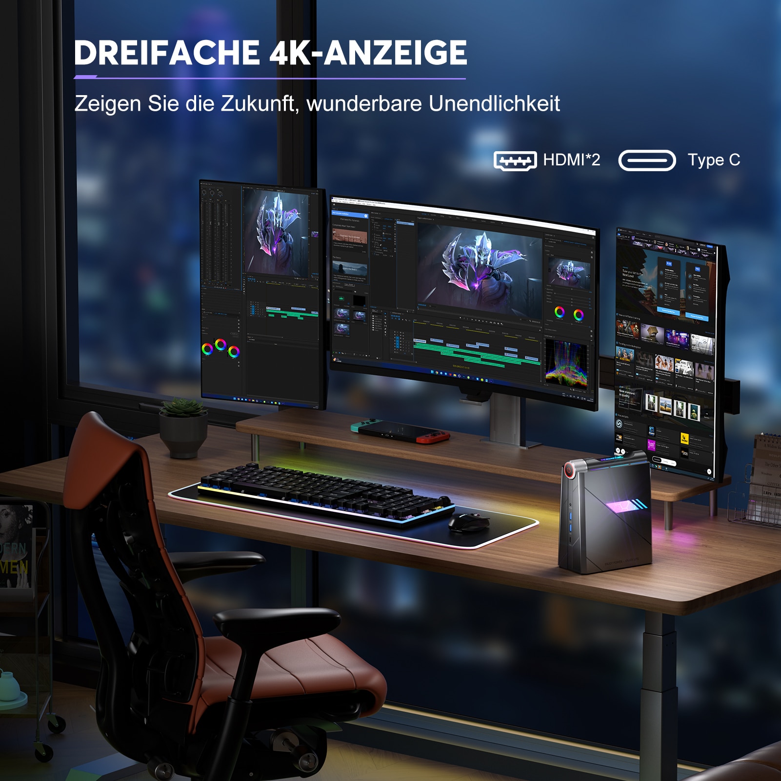 Mini PC Gaming Intel Core i9-11900H, pana la 4, 9GHz, 16 GB DDR4, 512GB ...