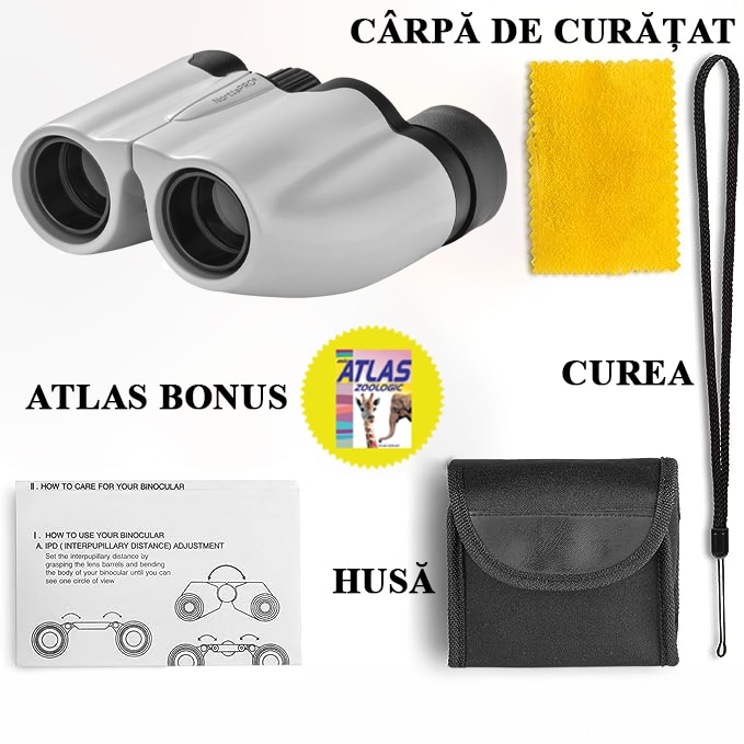 Binoclu Compact pentru Copii Exploratori NortiaPRO®, Obiectiv Mare ...