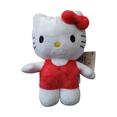 Jucarie de plus Hello Kitty, alb cu rosu, inaltime 30 cm - eMAG.ro