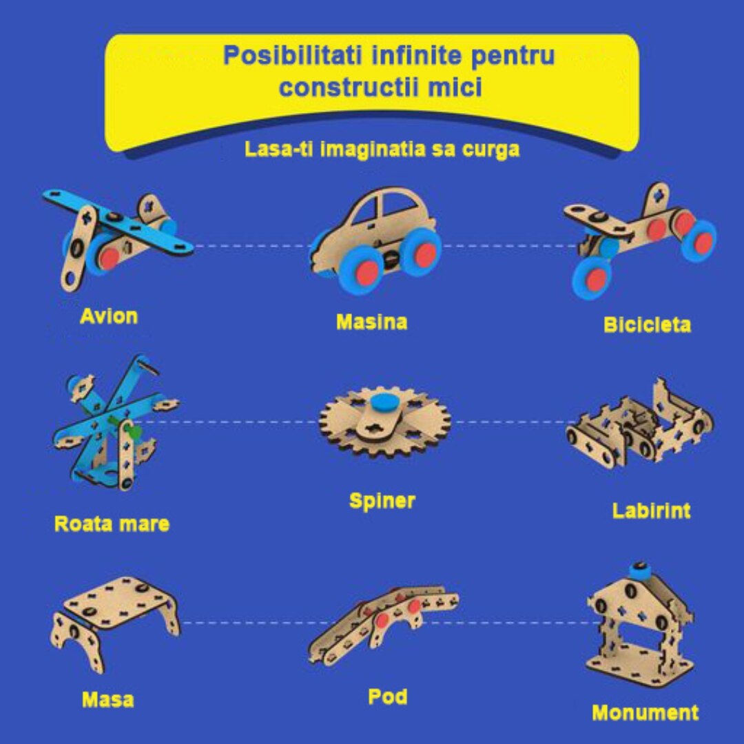 Set inteligent de constructie din lemn, SMARTIVITY, Kitul hidraulic 2D ...