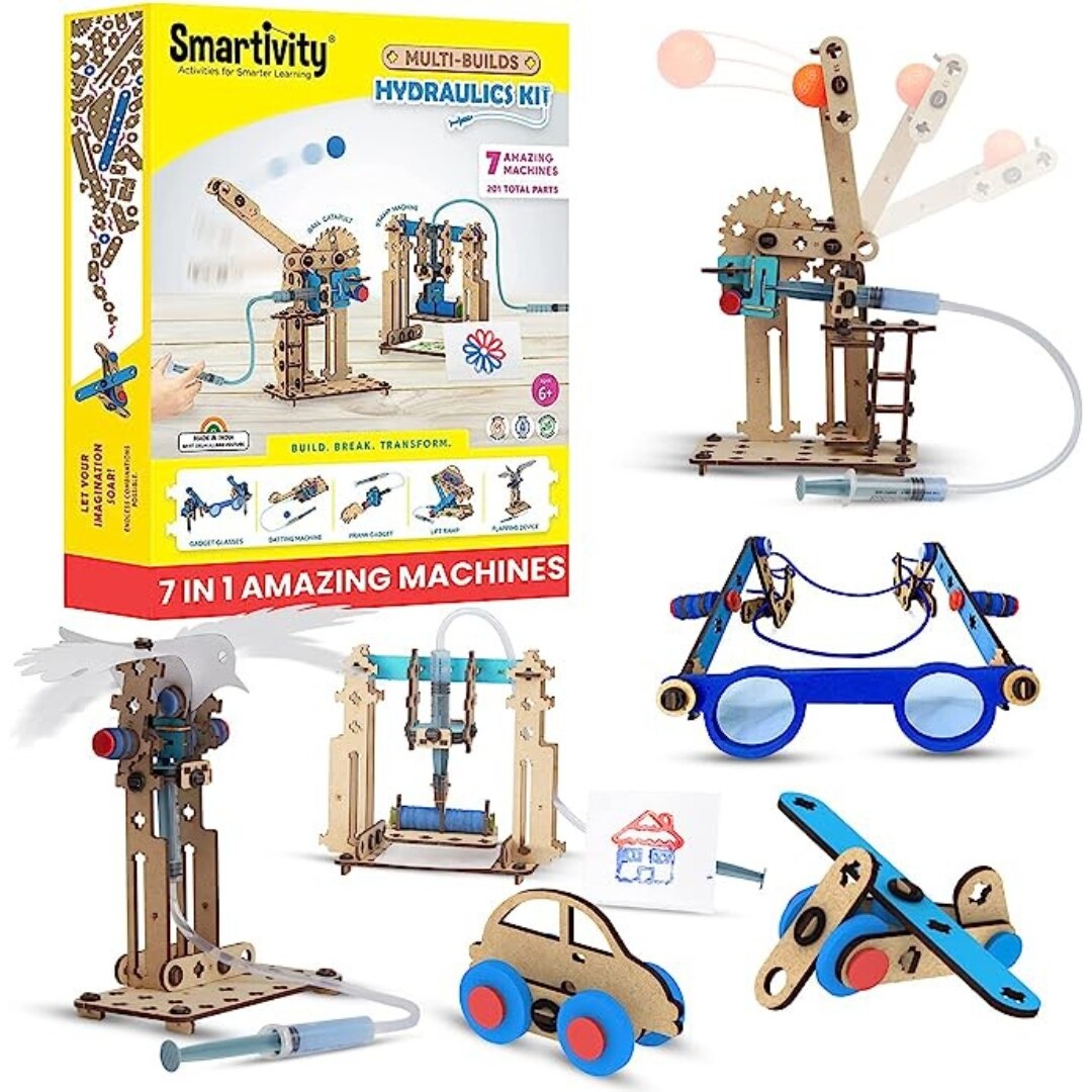 Set inteligent de constructie din lemn, SMARTIVITY, Kitul hidraulic 2D ...