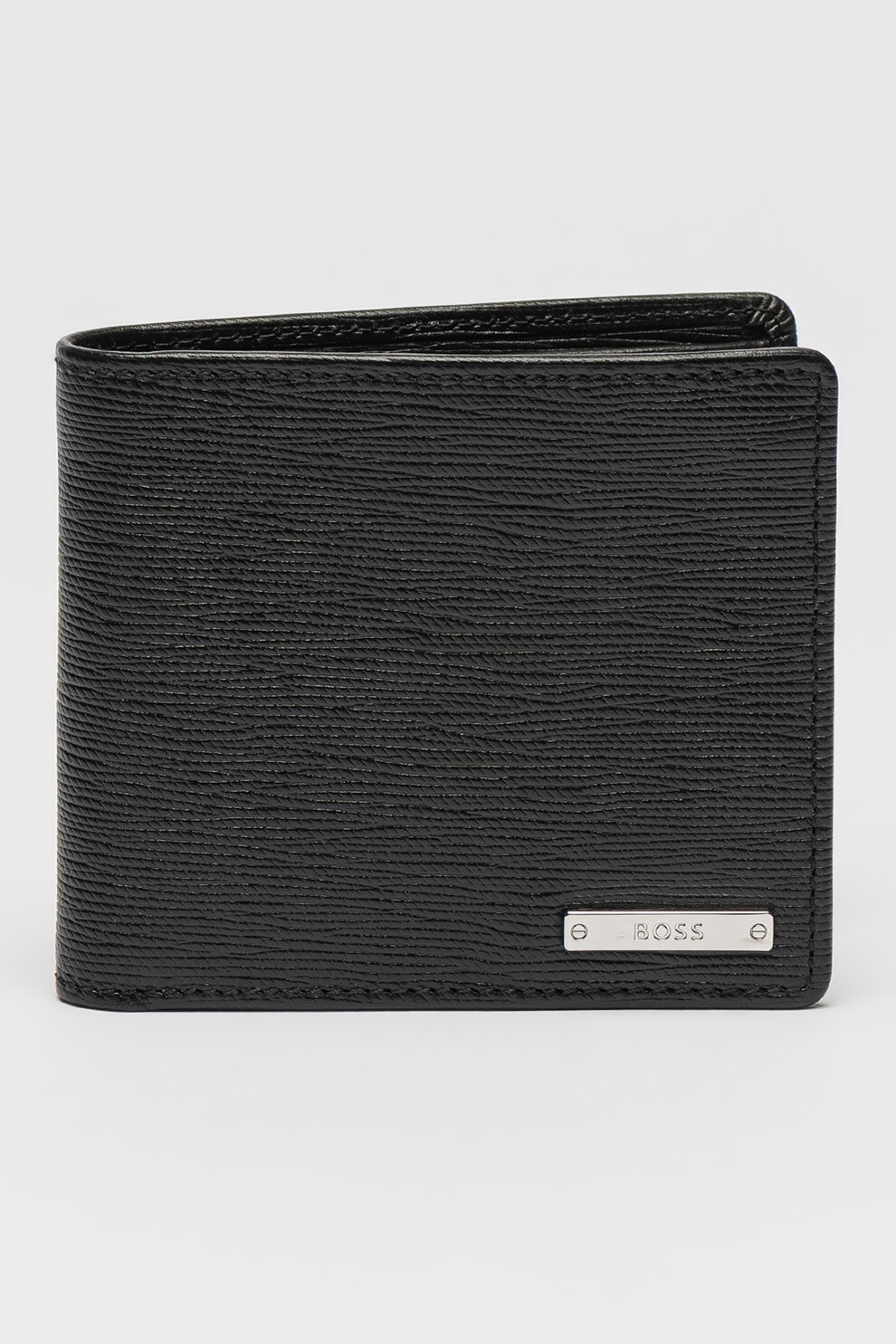 BOSS, Portofel pliabil de piele, Negru - eMAG.ro