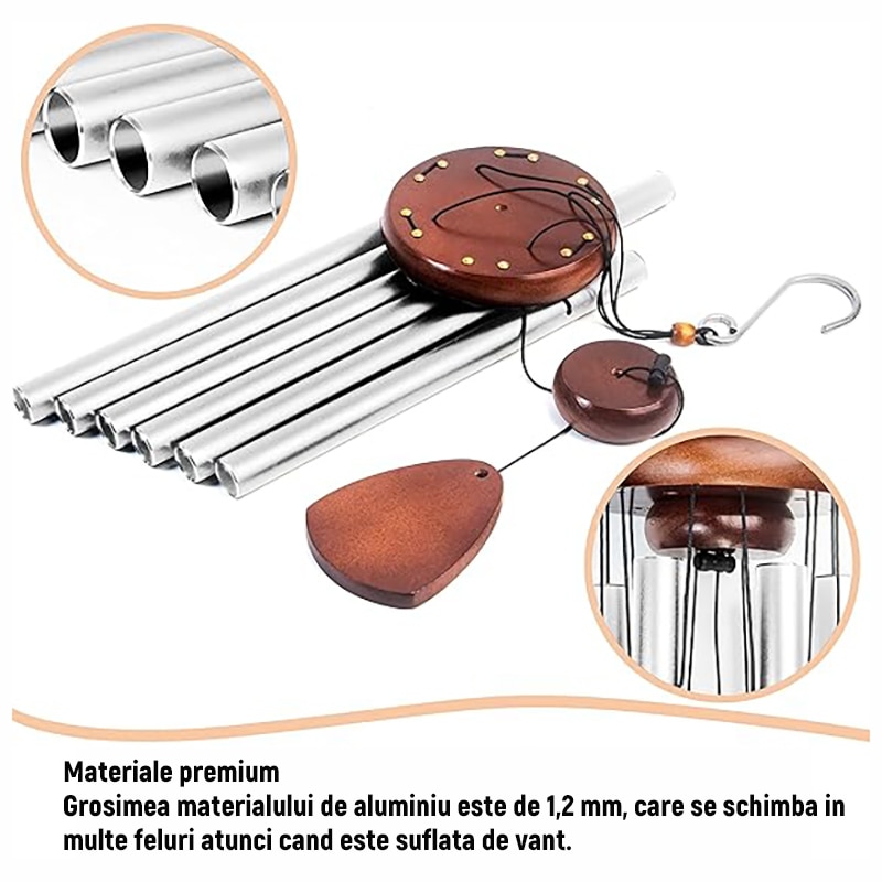 Clopotel de vant, Vaxiuja, Aluminiu, Argintiu - eMAG.ro