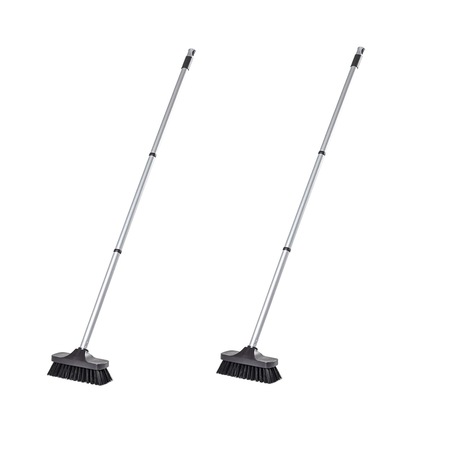 Set 2 maturi podea, cu perie tare, maner gri ajustabil, suport pentru ...