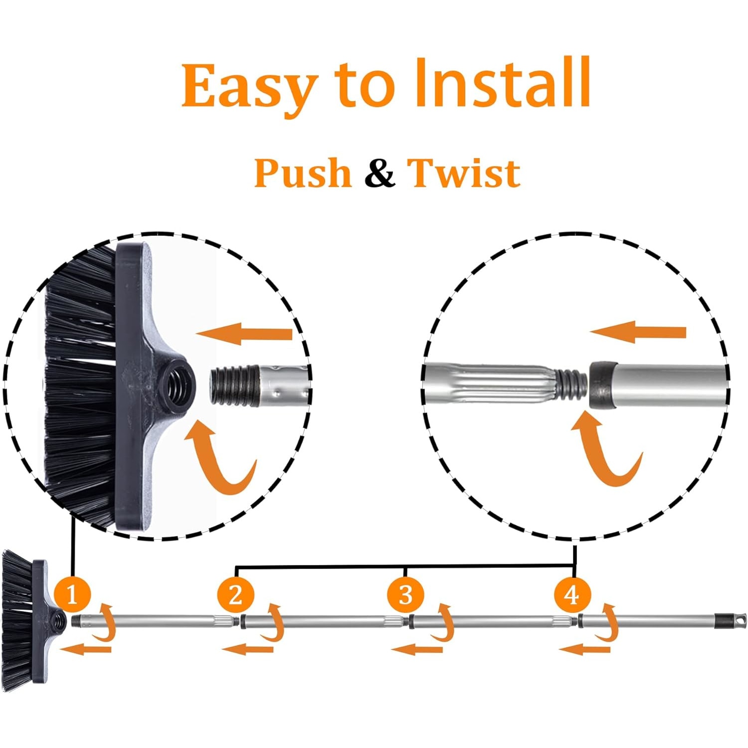 Set 2 maturi podea, cu perie tare, maner gri ajustabil, suport pentru ...