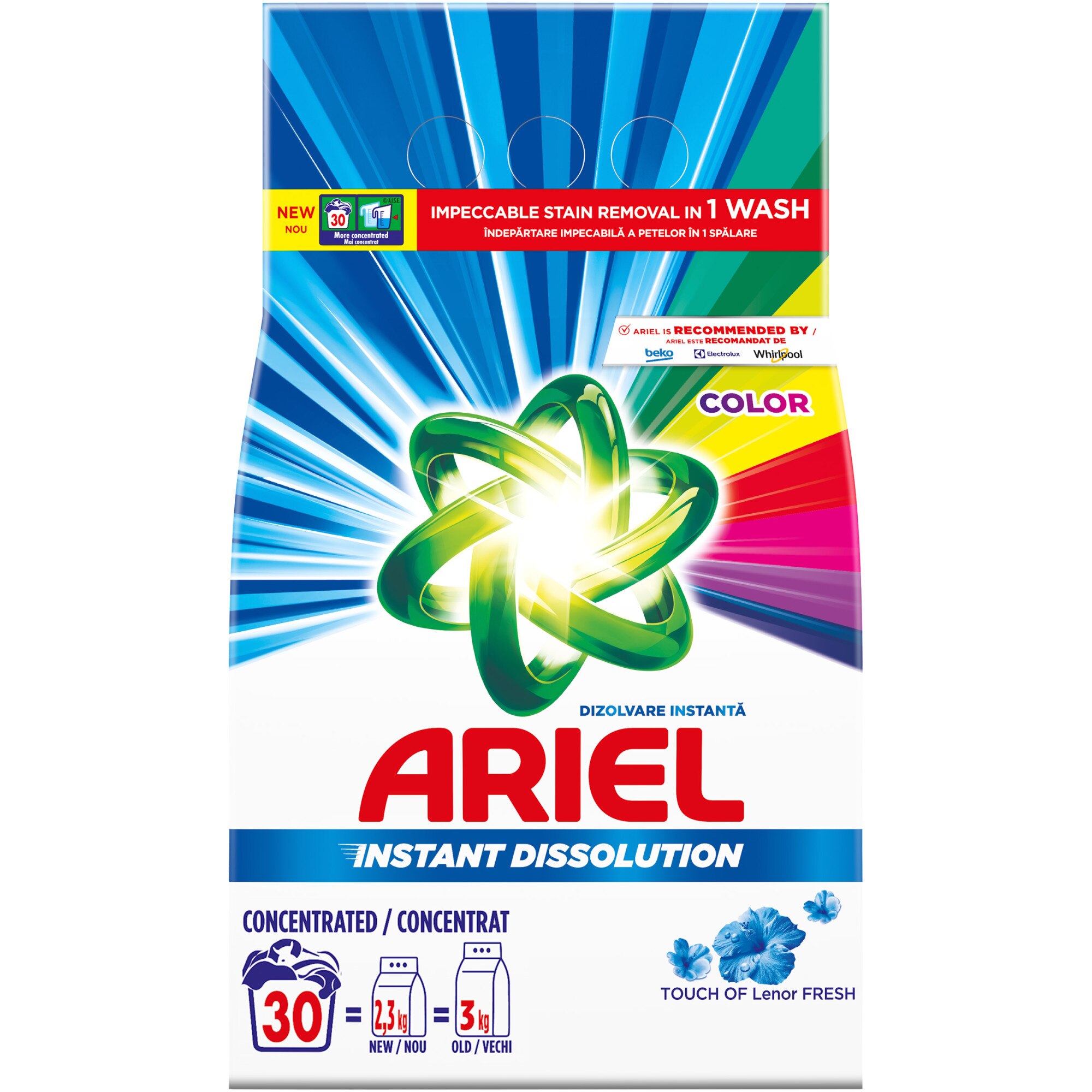 Detergent de rufe pudra Ariel Touch of Lenor Color, 30 spalari - eMAG.ro