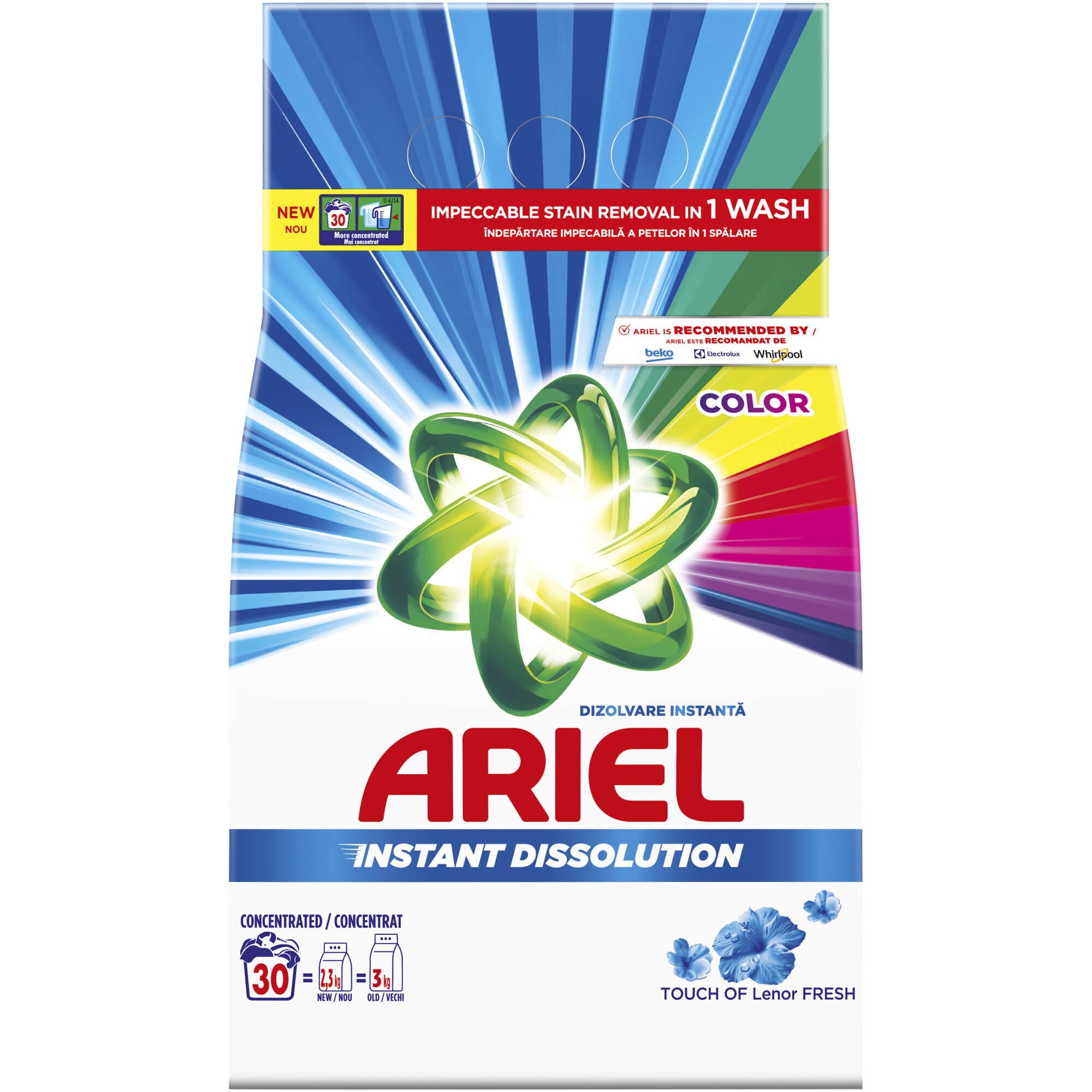 Detergent de rufe pudra Ariel Touch of Lenor Color, 30 spalari - eMAG.ro
