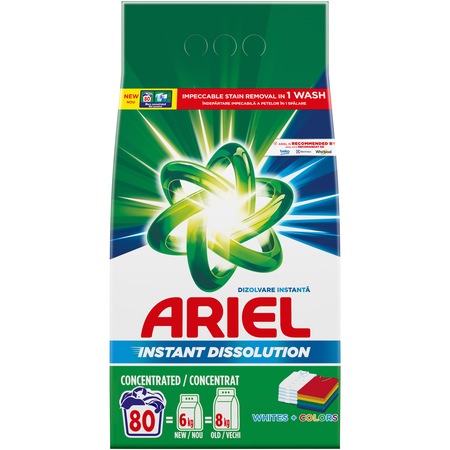 Detergent de rufe pudra Ariel White & Colors, 80 spalari - eMAG.ro